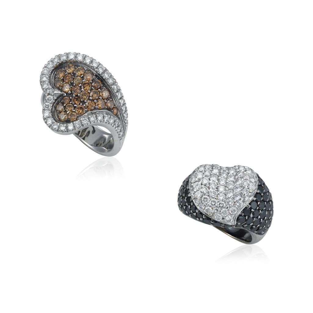 TWO ADLER COLOURED DIAMOND AND DIAMOND RINGS, | Christie’s