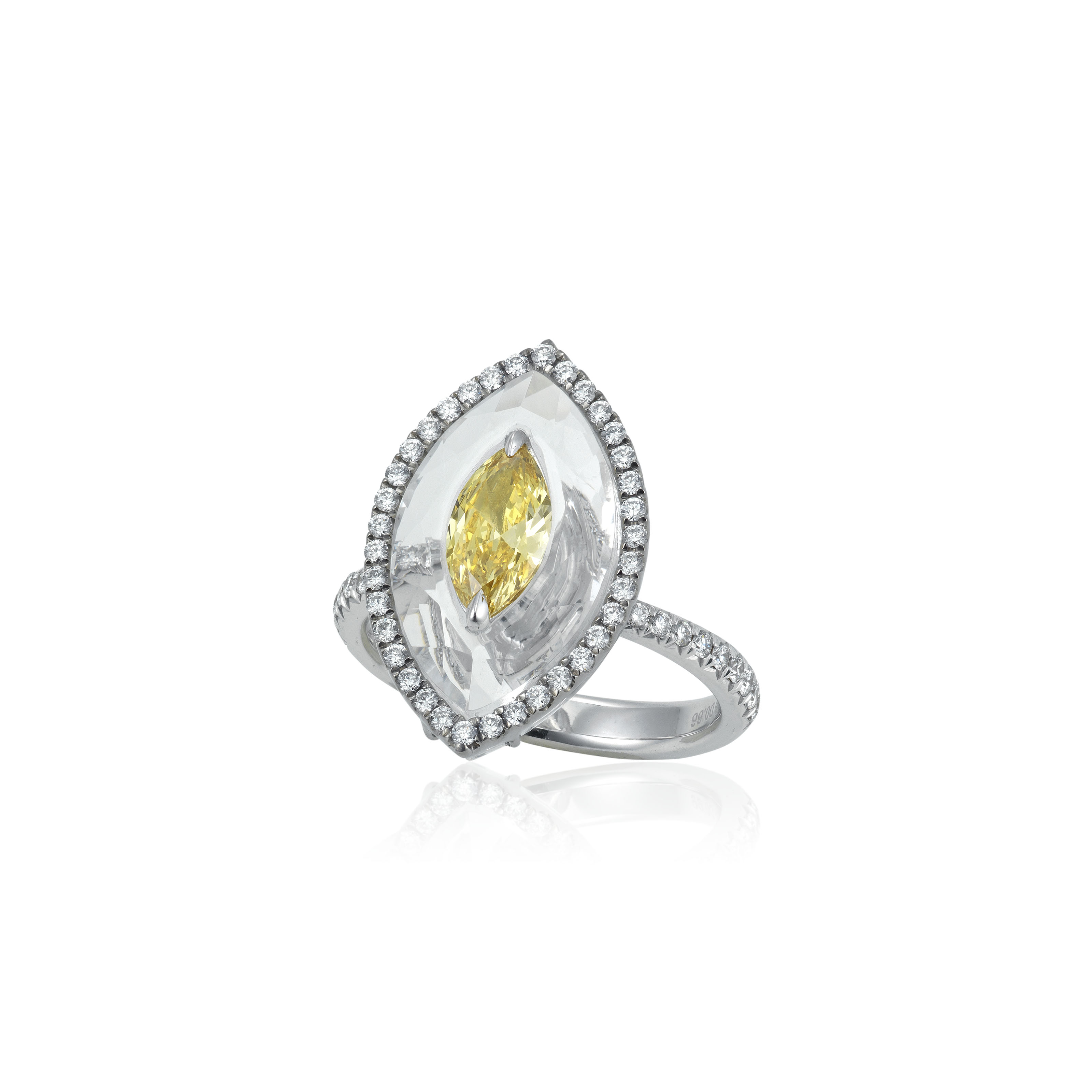 COLOURED DIAMOND, DIAMOND AND ROCK CRYSTAL RING, | Christie’s