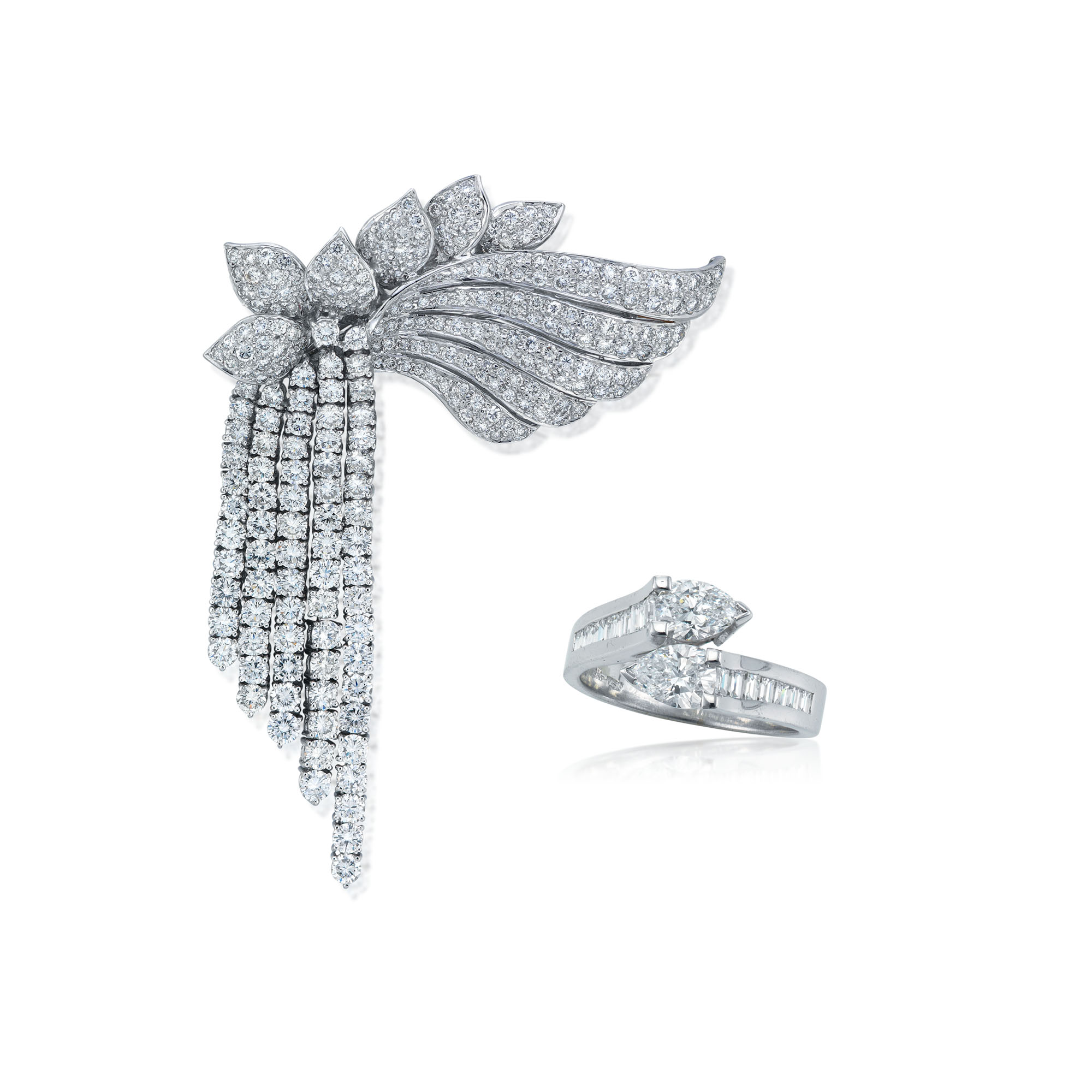 DIAMOND BROOCH AND RING, | Christie’s