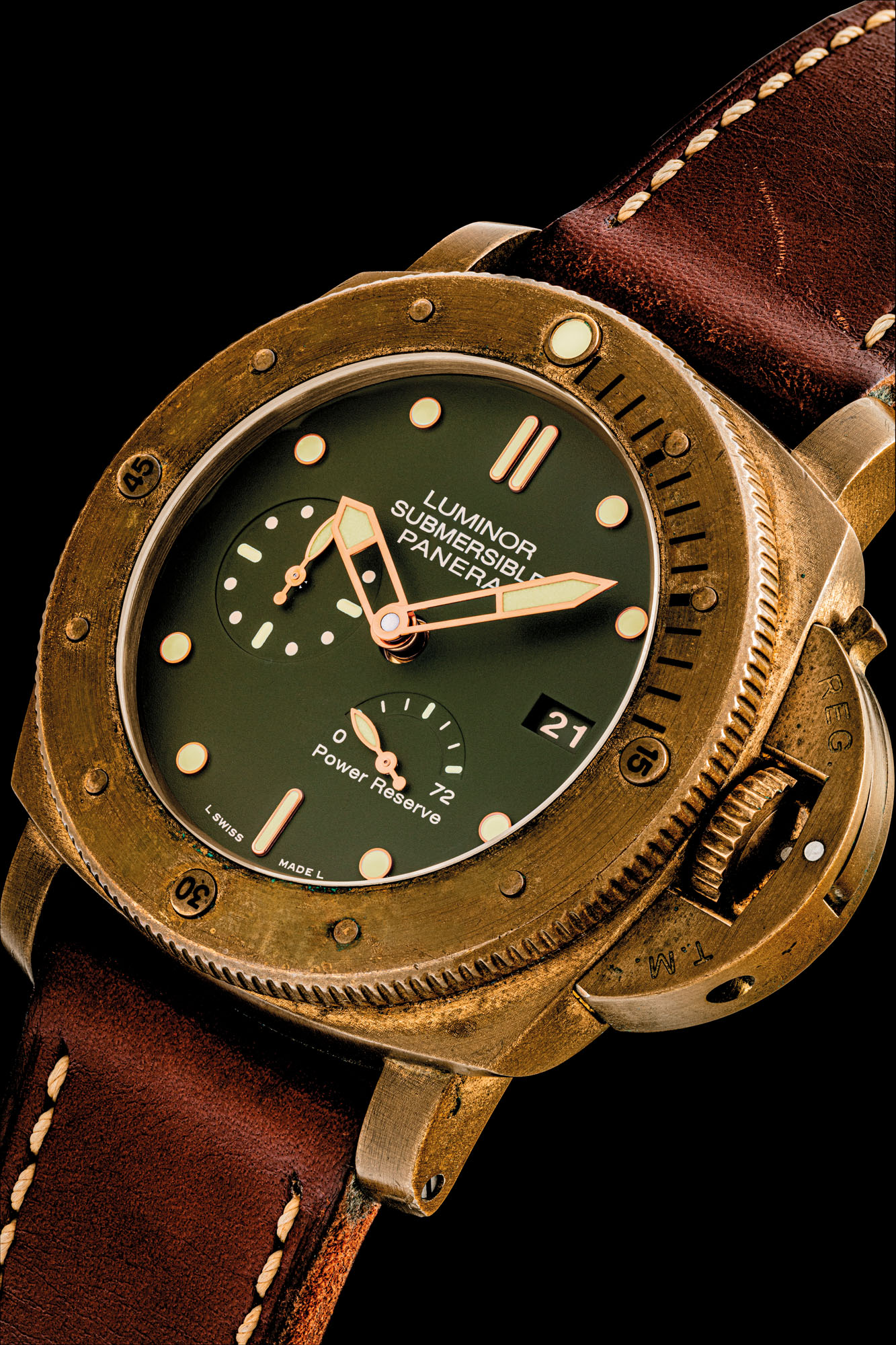 PANERAI. A BRONZE LIMITED EDITION AUTOMATIC WRISTWATCH WITH POWER ...