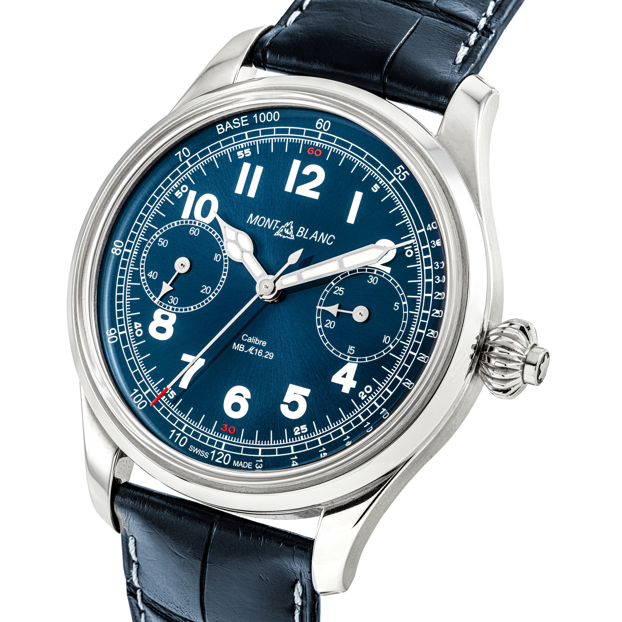 MONTBLANC, LIMITED EDITION STEEL SINGLE BUTTON CHRONOGRAPH, NO. 084/100 ...