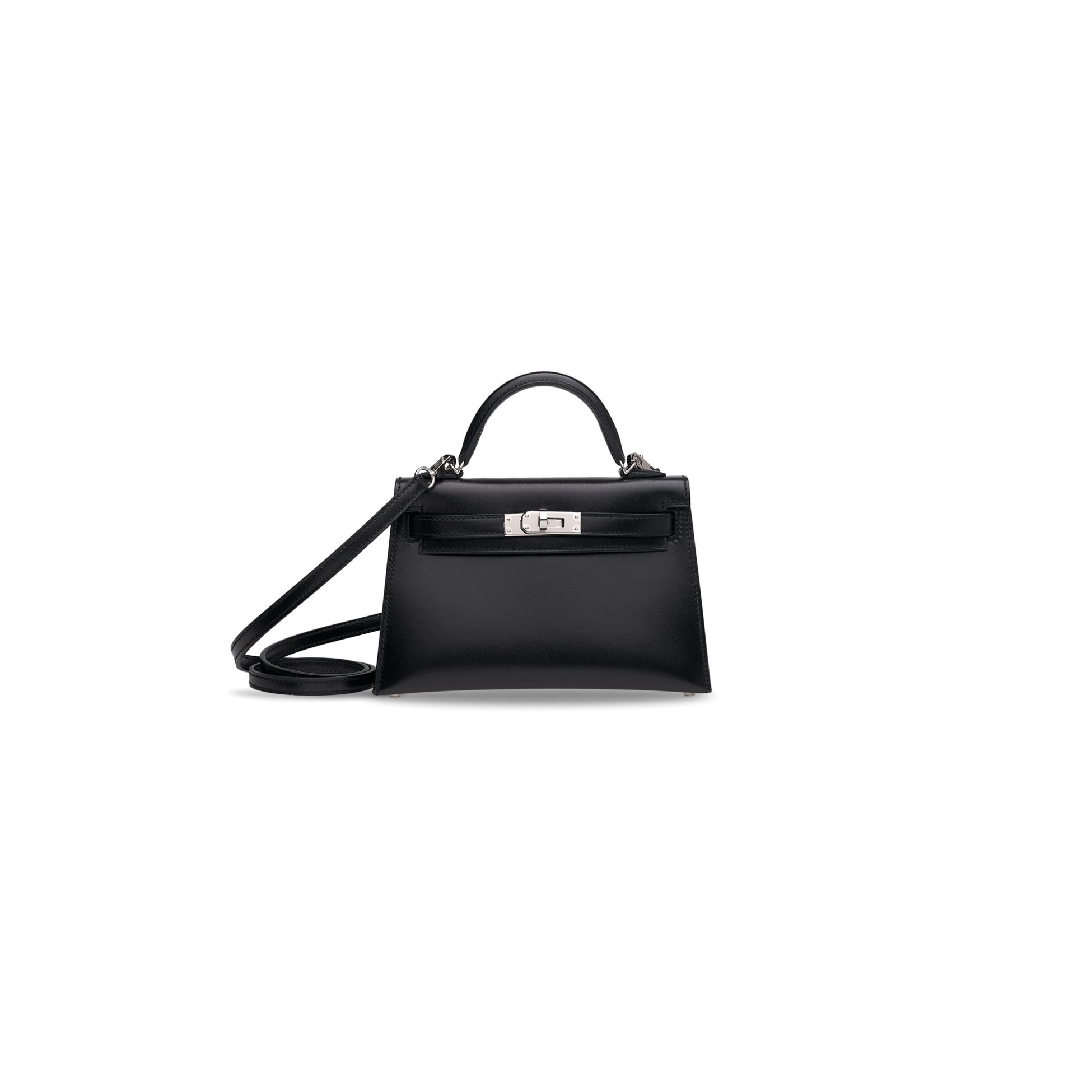A BLACK CALF BOX LEATHER MINI KELLY 20 II WITH PALLADIUM HARDWARE ...