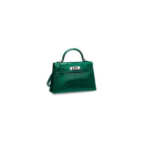 A SHINY VERT ÉMERAUDE ALLIGATOR MINI KELLY 20 II WITH PALLADIUM ...