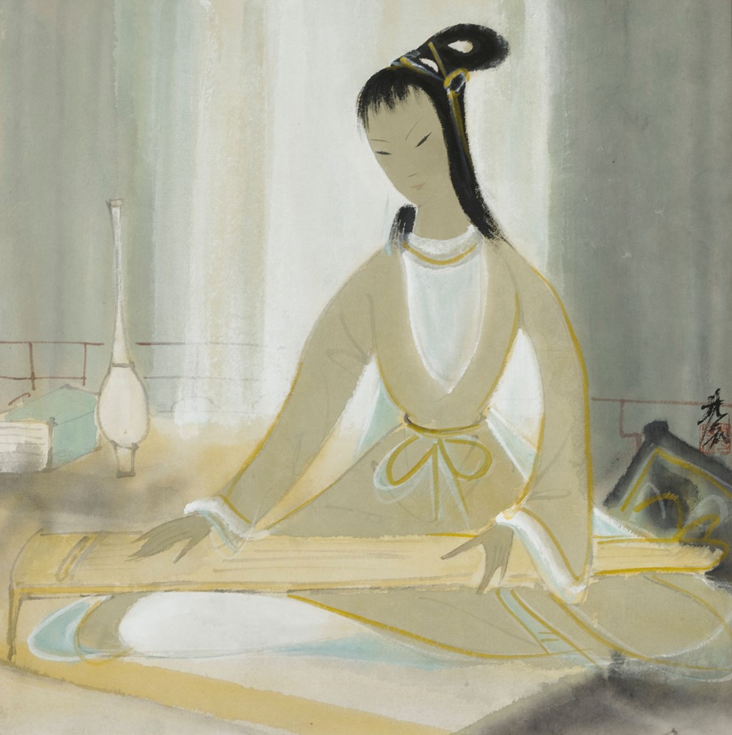 LIN FENGMIAN (1900-1991), Lady Playing Qin | Christie’s