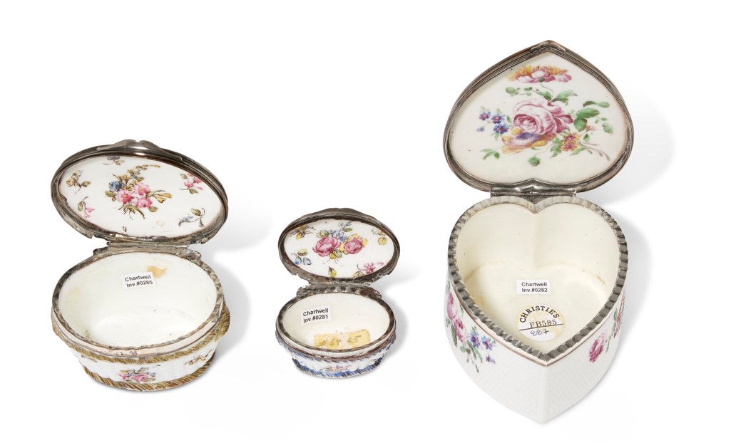 THREE SILVER-MOUNTED MENNECY PORCELAIN SNUFF-BOXES, CIRCA 1750-60 ...