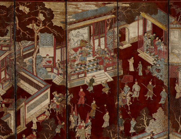A CHINESE TWELVE-PANEL COROMANDEL LACQUER SCREEN, EARLY 18TH CENTURY ...
