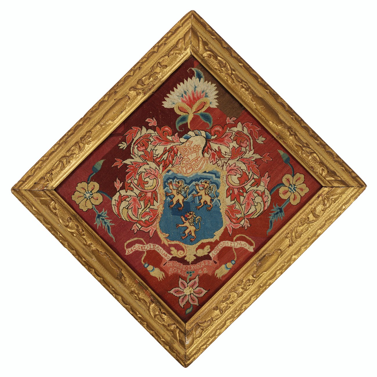 THE COLONEL GEORGE LEONARD WOOL-ON-CANVAS EMBROIDERED COAT-OF-ARMS OF ...