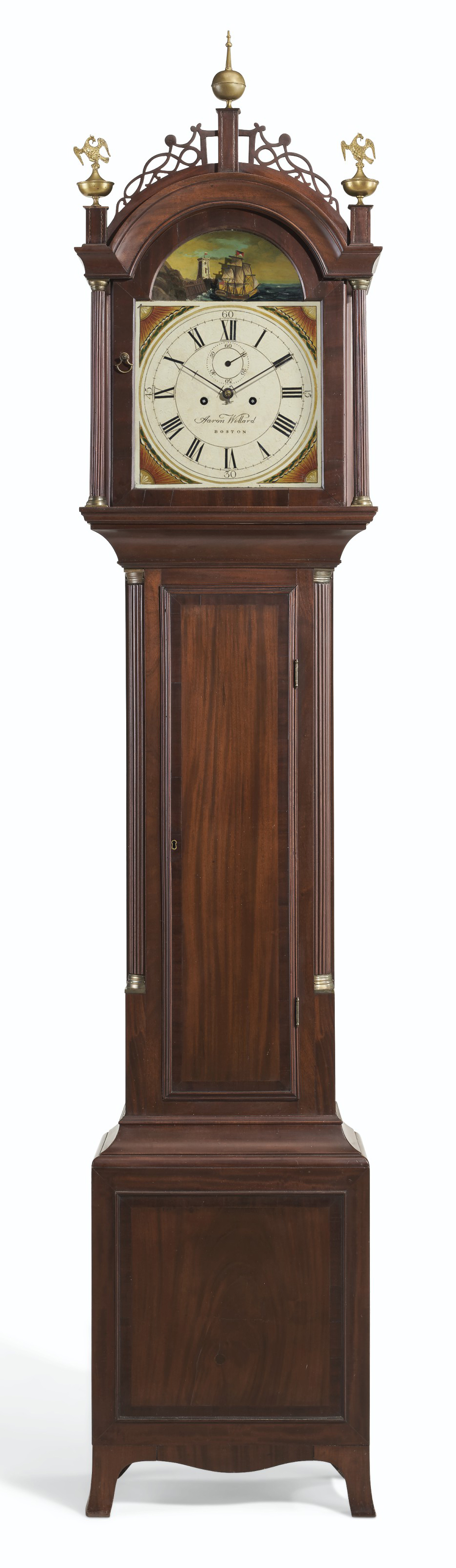 A FEDERAL INLAID MAHOGANY TALL-CASE CLOCK