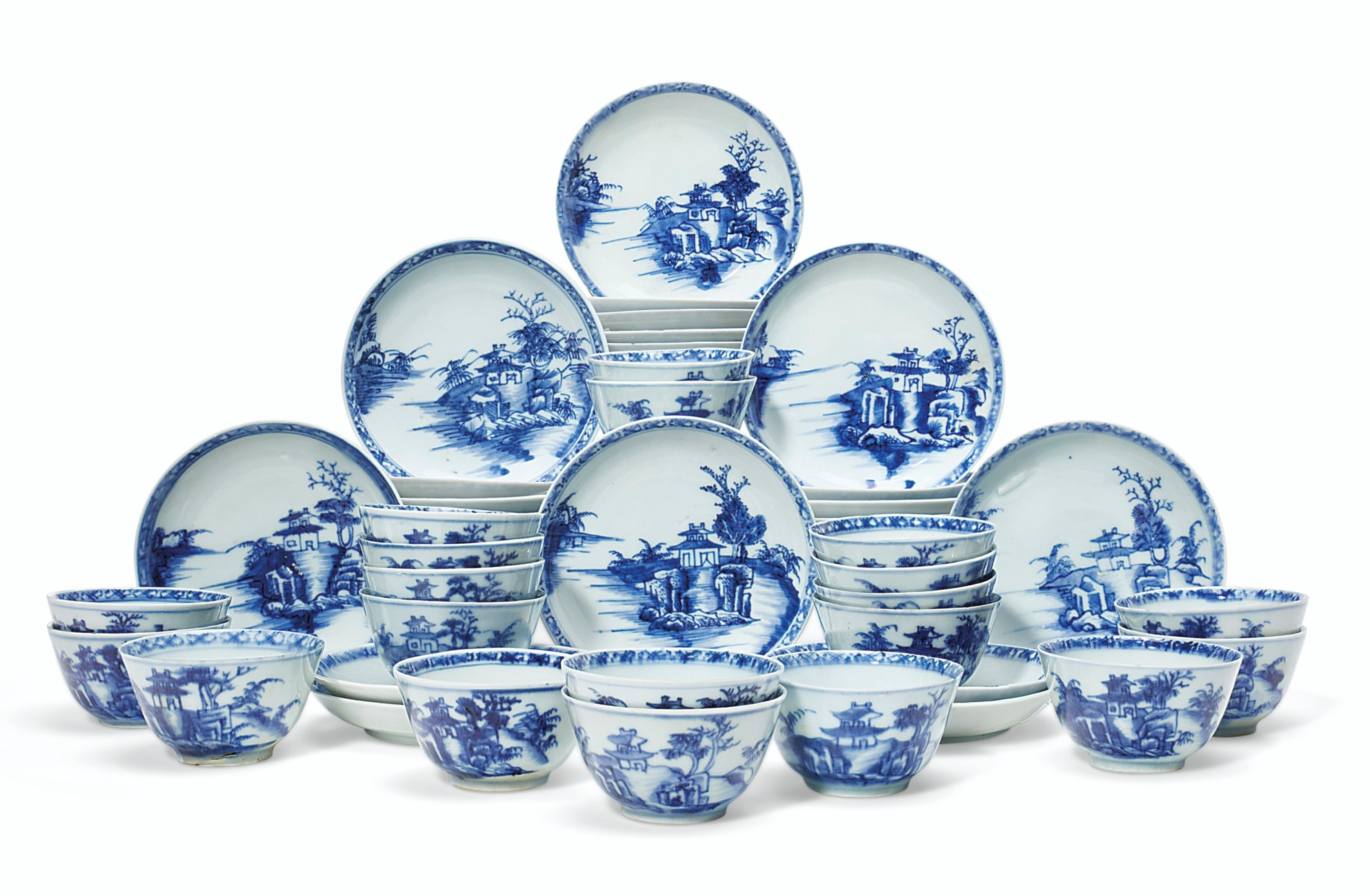 A SET OF 45 'NANKING CARGO' TEABOWLS AND SAUCERS, QIANLONG PERIOD ...