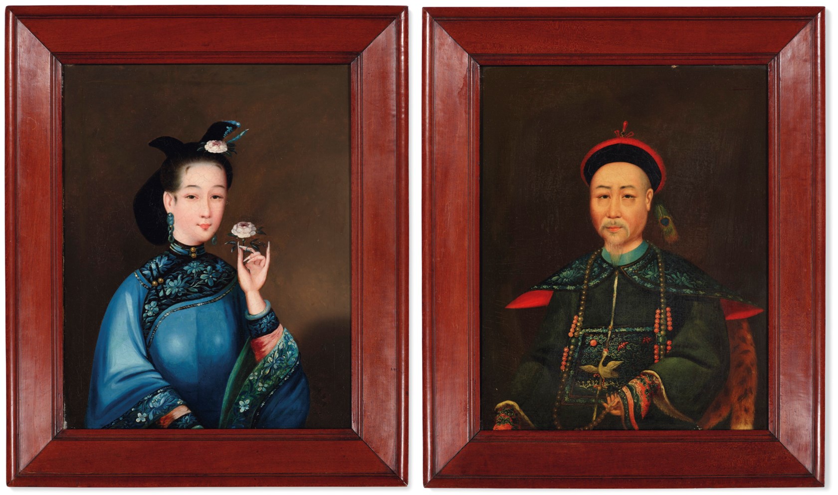 A RARE PAIR OF CHINA TRADE PORTRAITS, MID-19TH CENTURY | Christie's