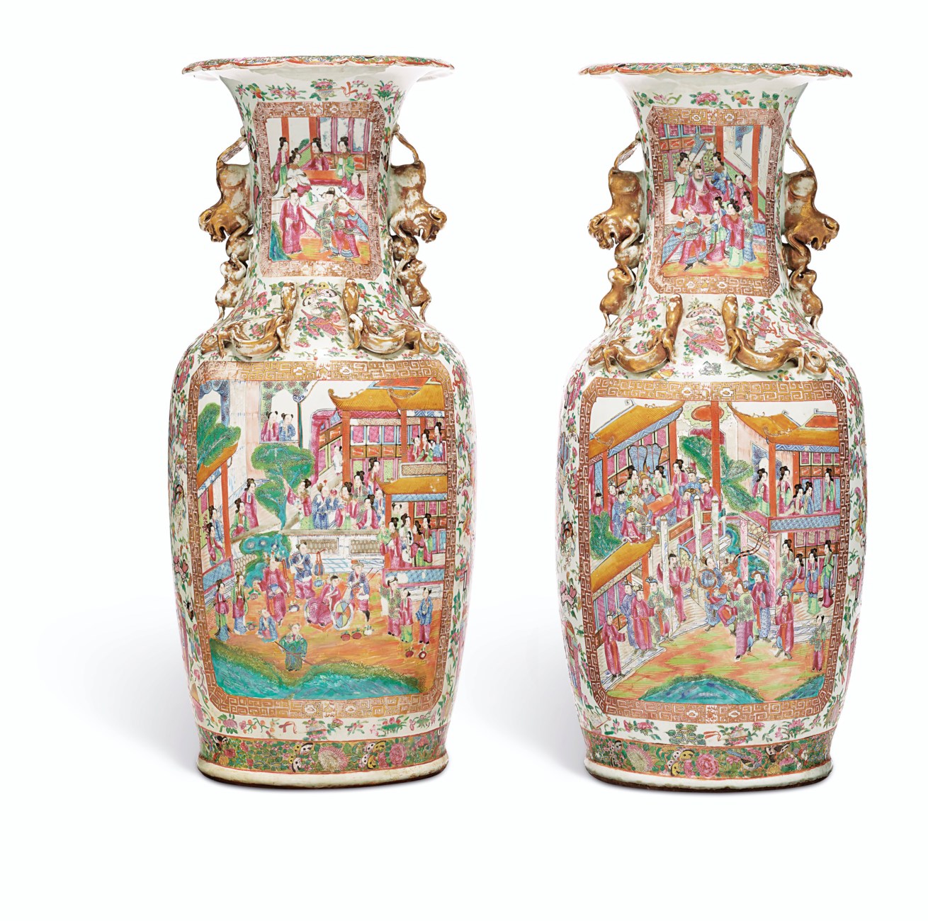 A VERY LARGE PAIR OF 'CANTON FAMILLE ROSE' VASES, 19TH CENTURY | Christie's