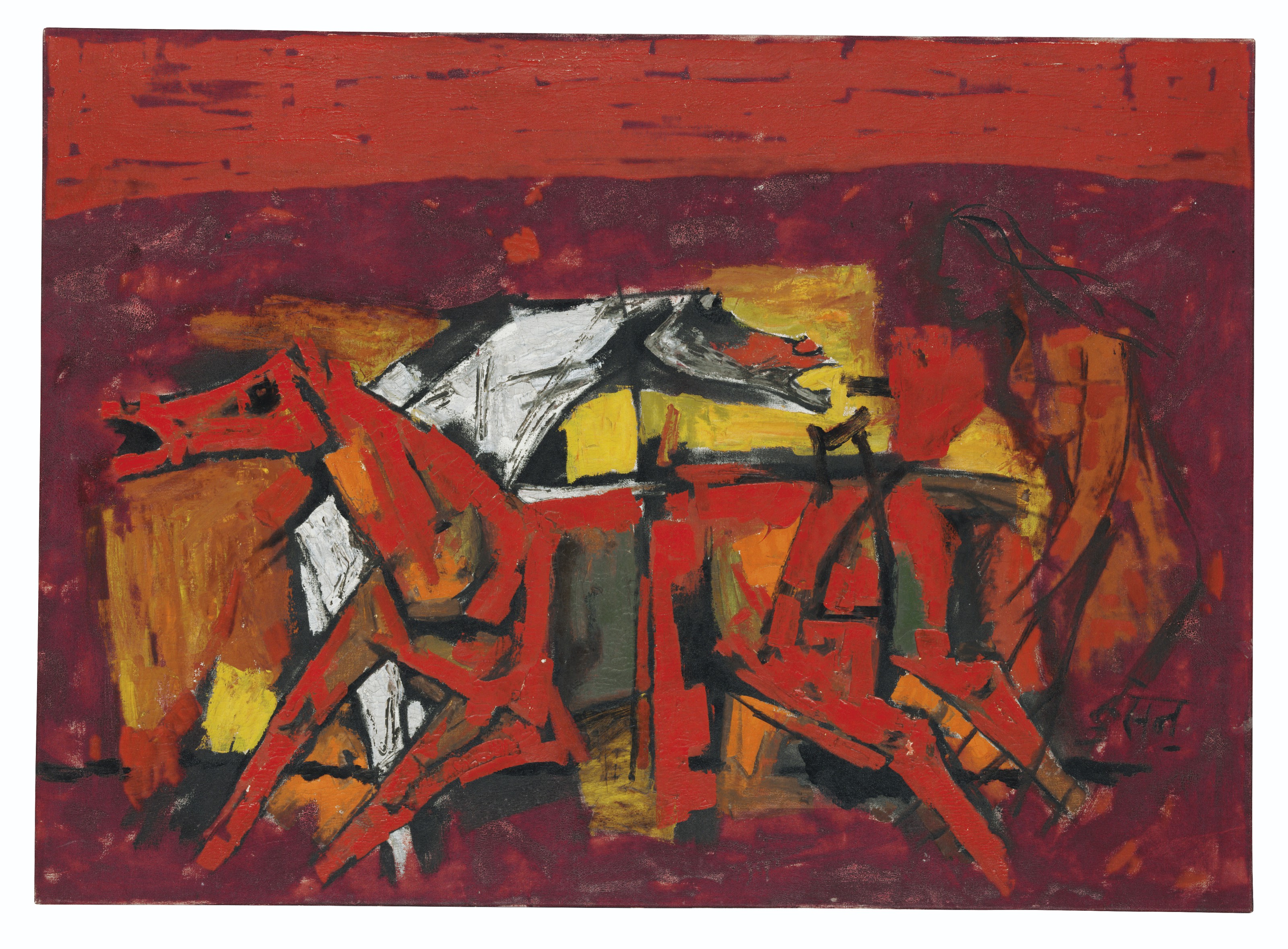 MAQBOOL FIDA HUSAIN (1913-2011), Untitled (Red Horses) | Christie’s