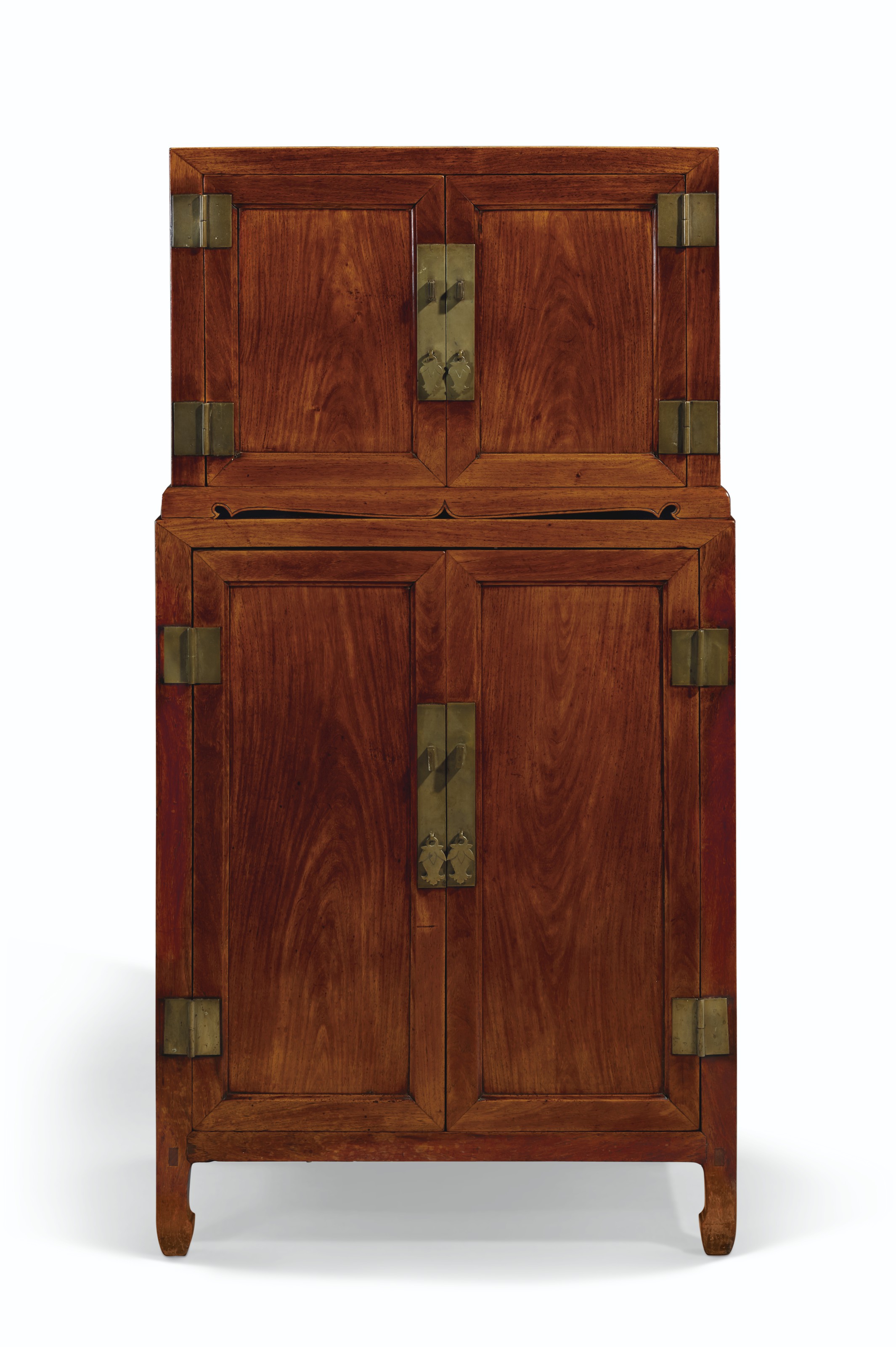 A RARE SMALL HUANGHUALI COMPOUND CABINET AND HAT CHEST, 19TH CENTURY ...