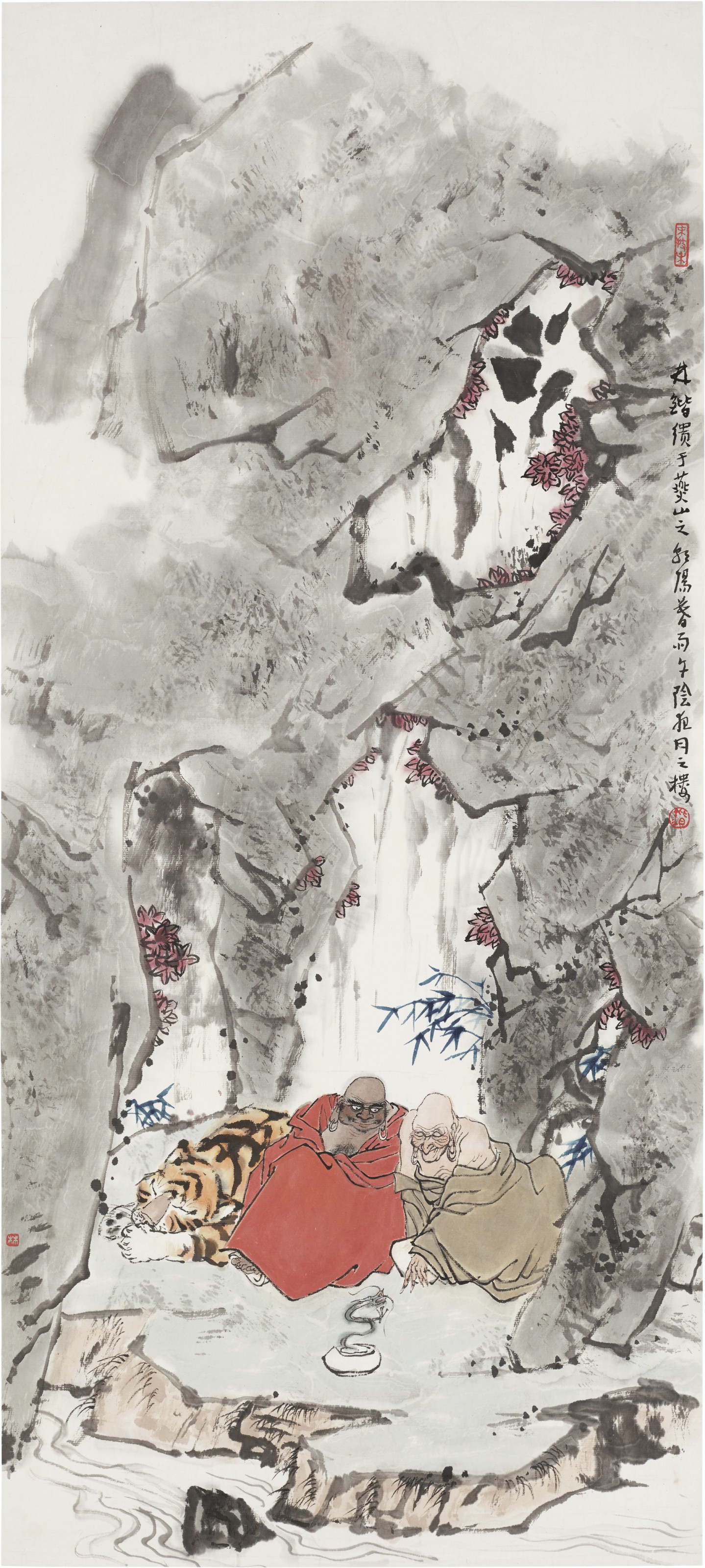 LIN KAI (1924-2006), Luohans and Tiger | Christie’s