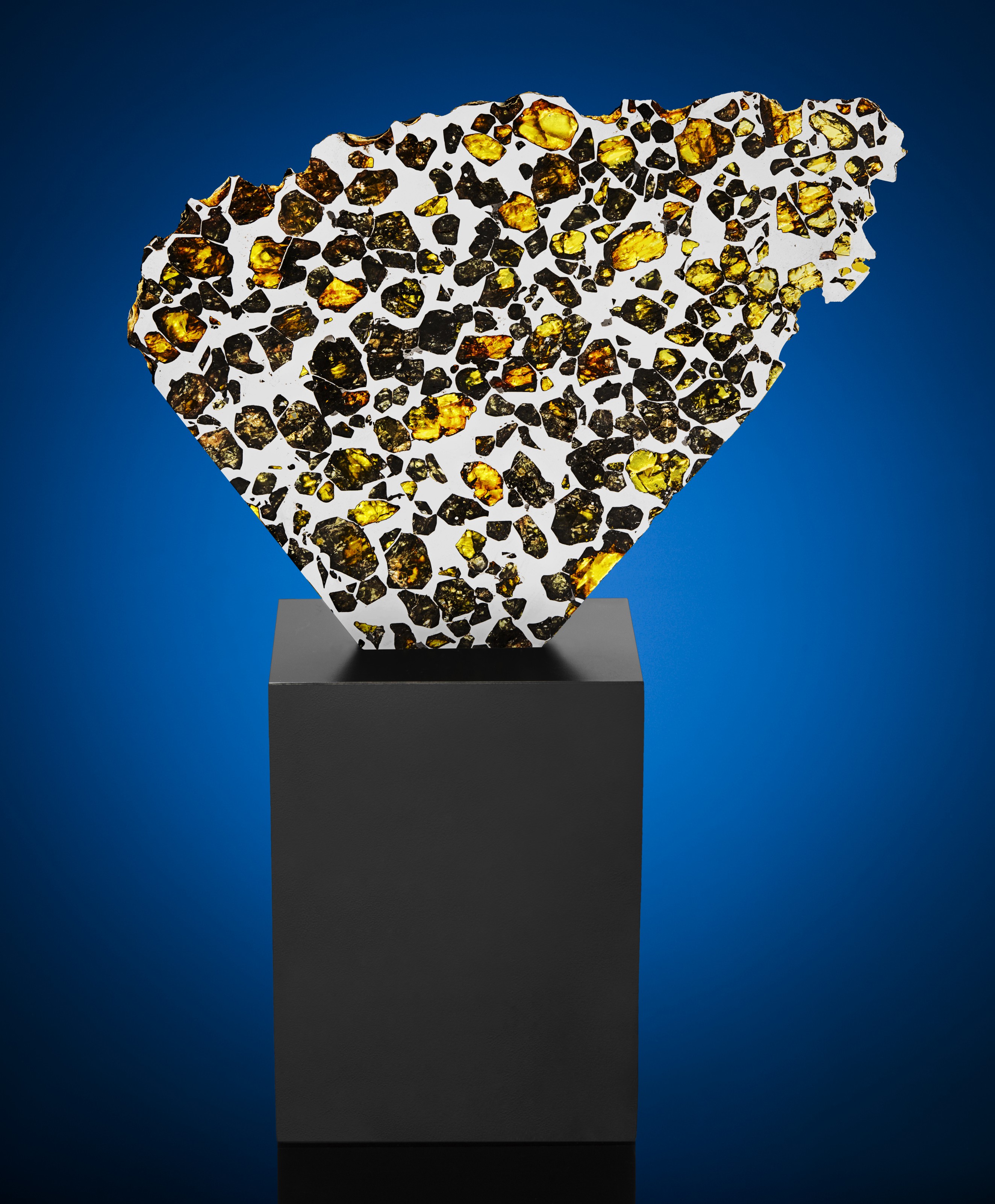 EXTRATERRESTRIAL GEMS IN A LARGE PARTIAL SLICE OF ESQUEL PALLASITE ...