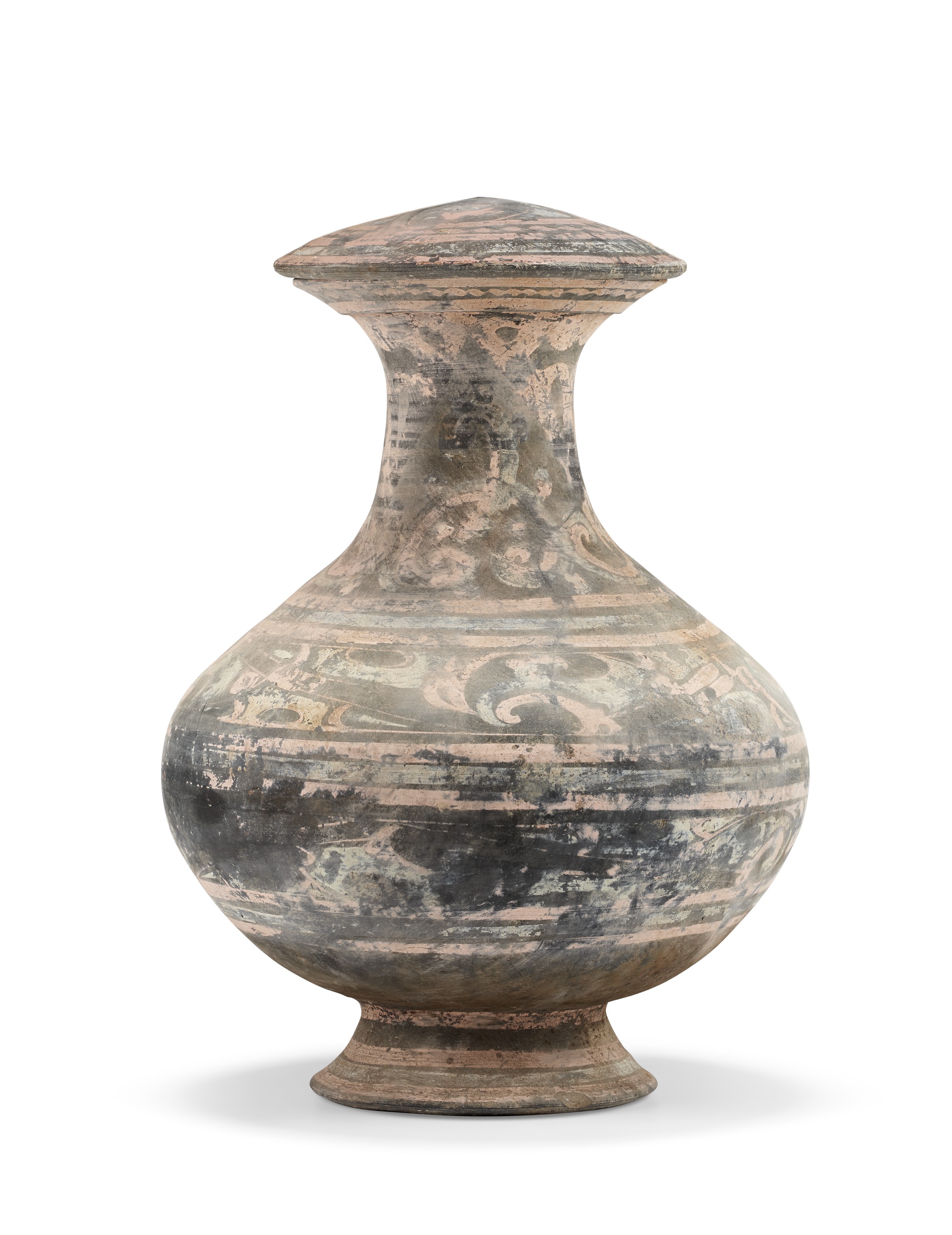 A PAINTED POTTERY JAR AND COVER, HU, HAN DYNASTY (206 BC-AD 220 ...