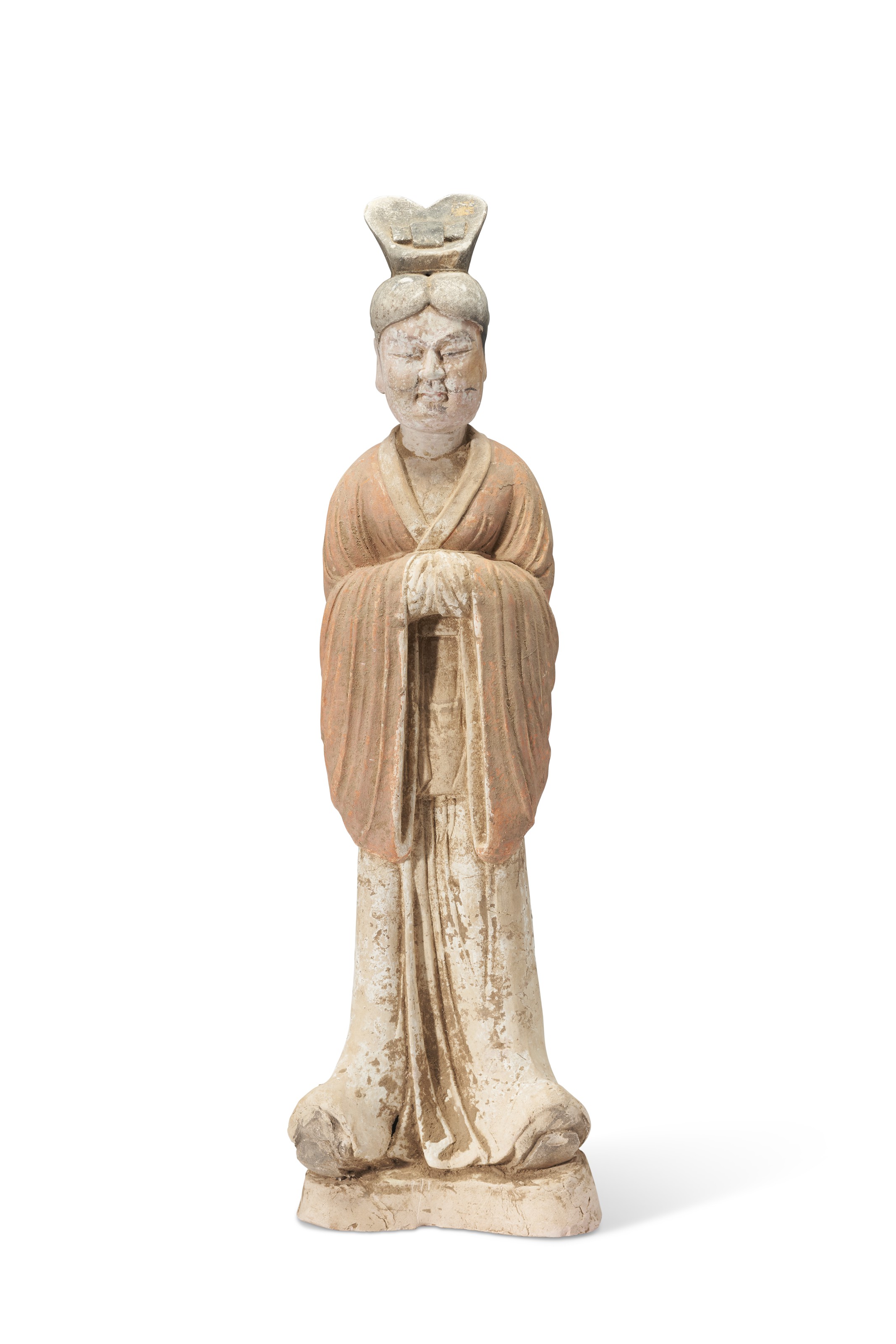 A PAINTED POTTERY FIGURE OF AN OFFICIAL, TANG DYNASTY (AD 618-907 ...