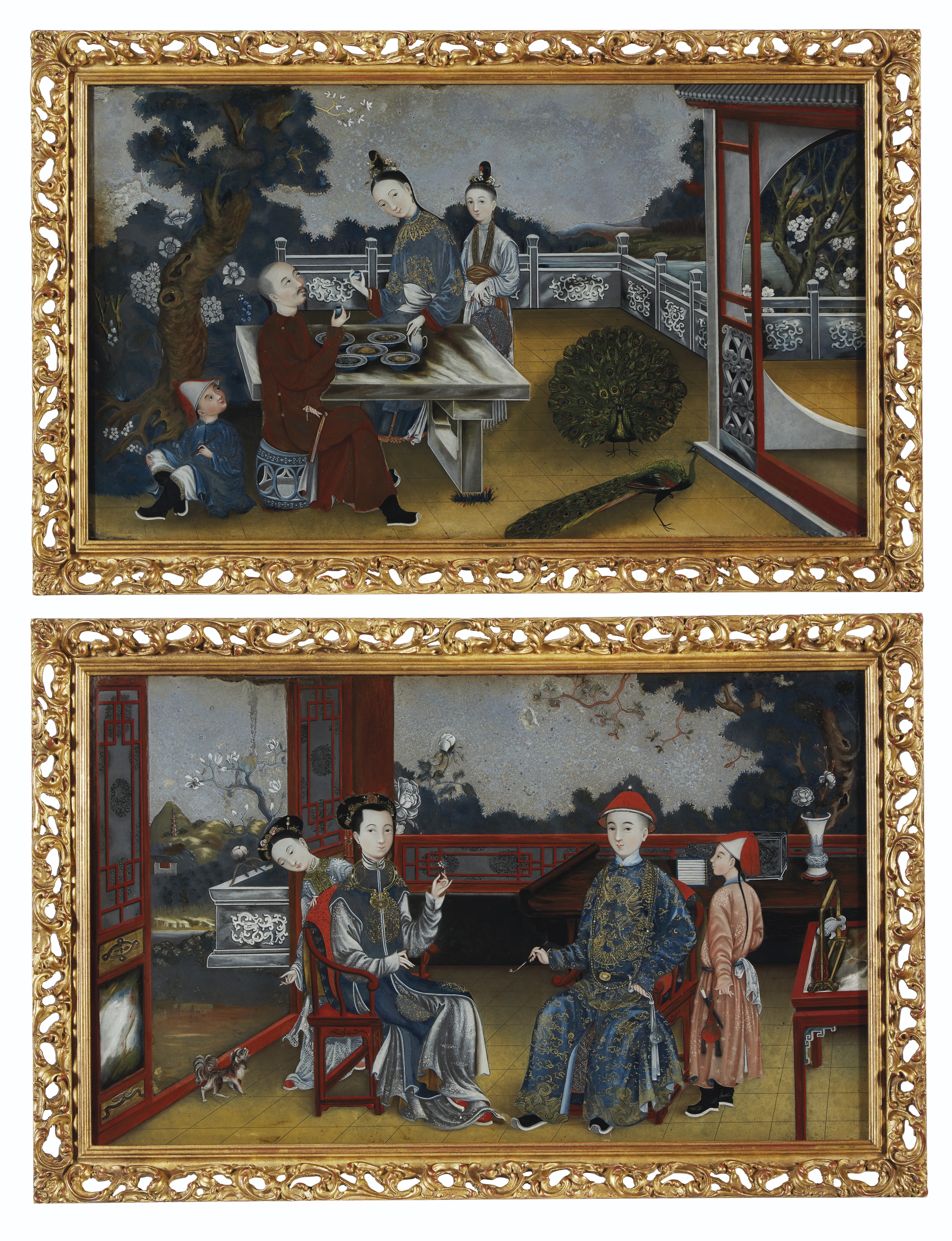 A PAIR OF CHINESE EXPORT REVERSE MIRROR PAINTINGS - auctions & price ...