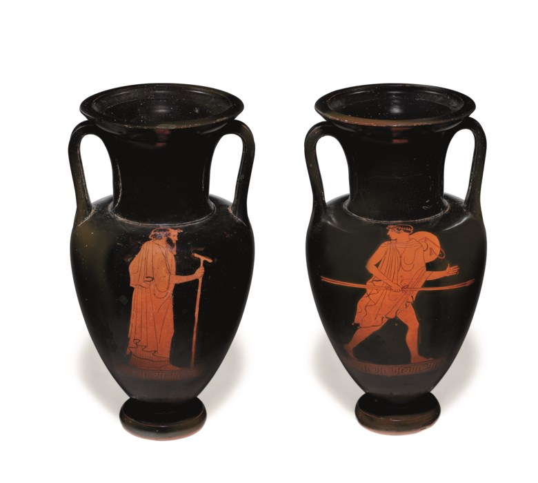 AN ATTIC RED-FIGURED NOLAN AMPHORA, NEAR THE OIONOKLES PAINTER, CIRCA ...