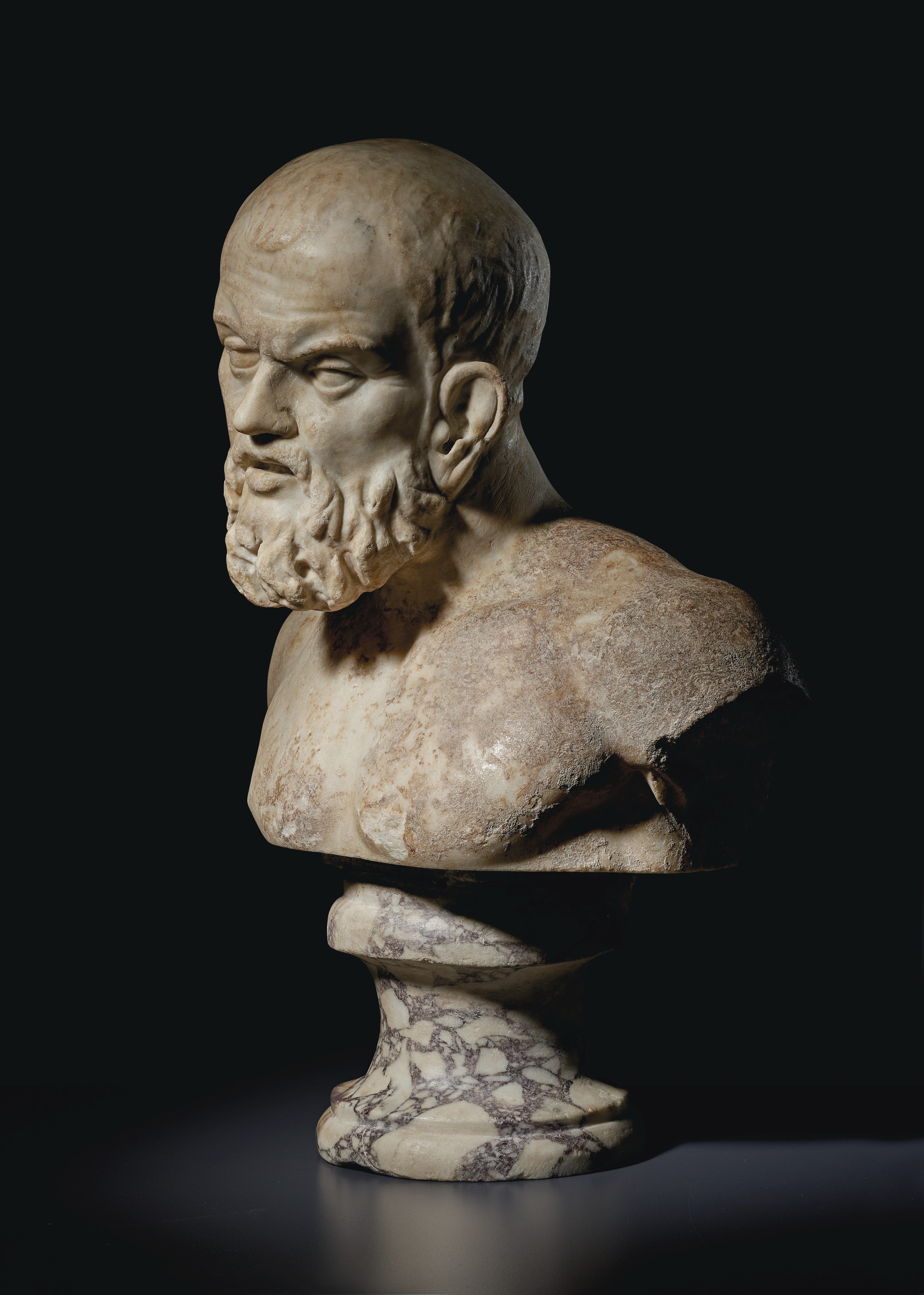 A ROMAN MARBLE PORTRAIT BUST OF A BEARDED PHILOSOPHER , CIRCA 1ST-2ND ...
