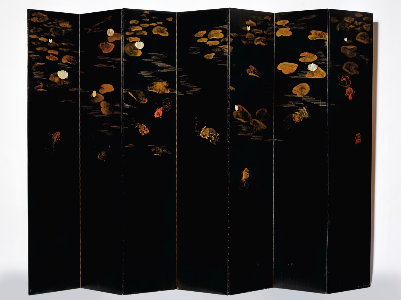 JEAN DUNAND (1877-1942), ‘Flamants roses et nénuphars’ and ‘Poissons et ...