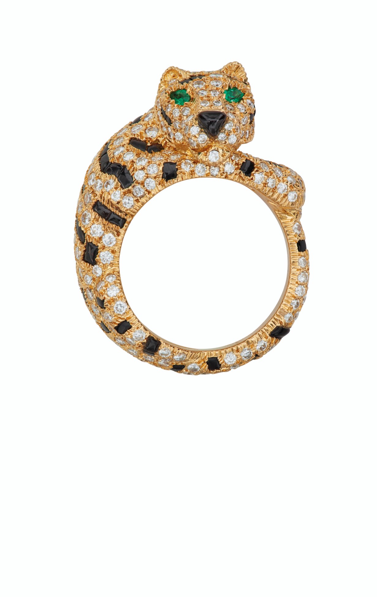 DIAMOND, ONYX AND EMERALD TIGER RING, CARTIER | Christie's