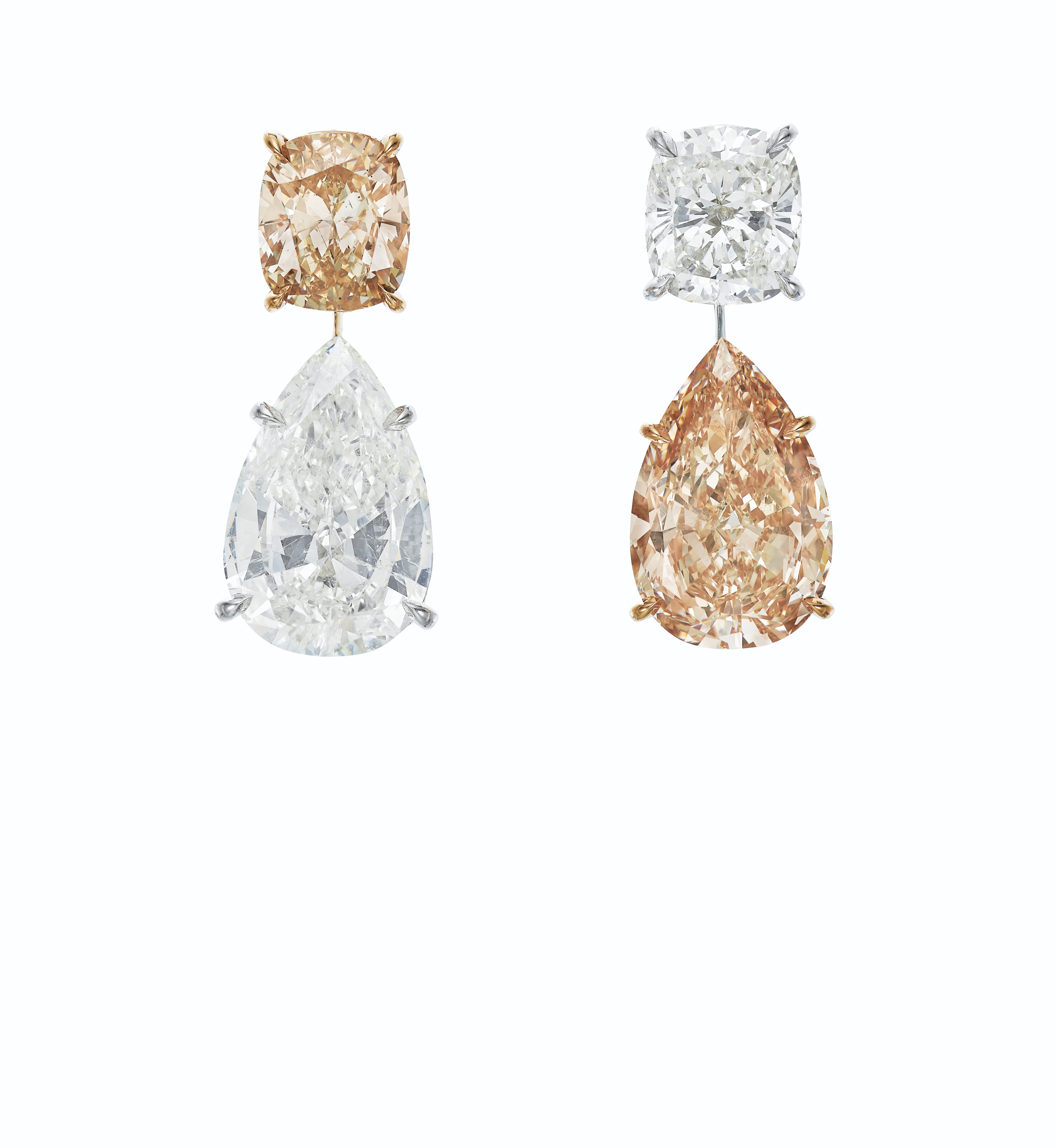 PAIR OF COLORED SAPPHIRE, SPINEL, DIAMOND AND COLORED DIAMOND BROOCHES ...