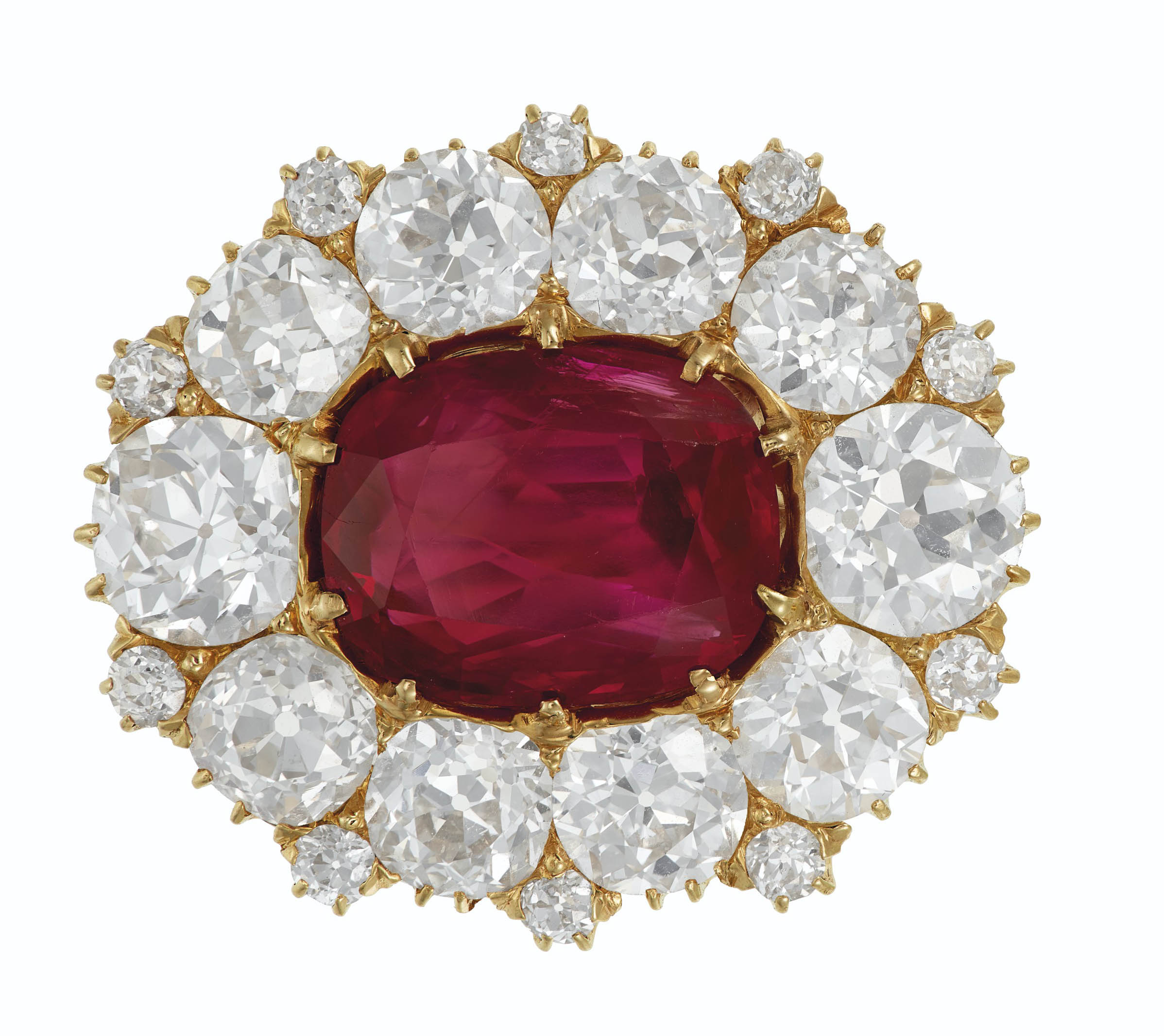 ANTIQUE RUBY AND DIAMOND BROOCH