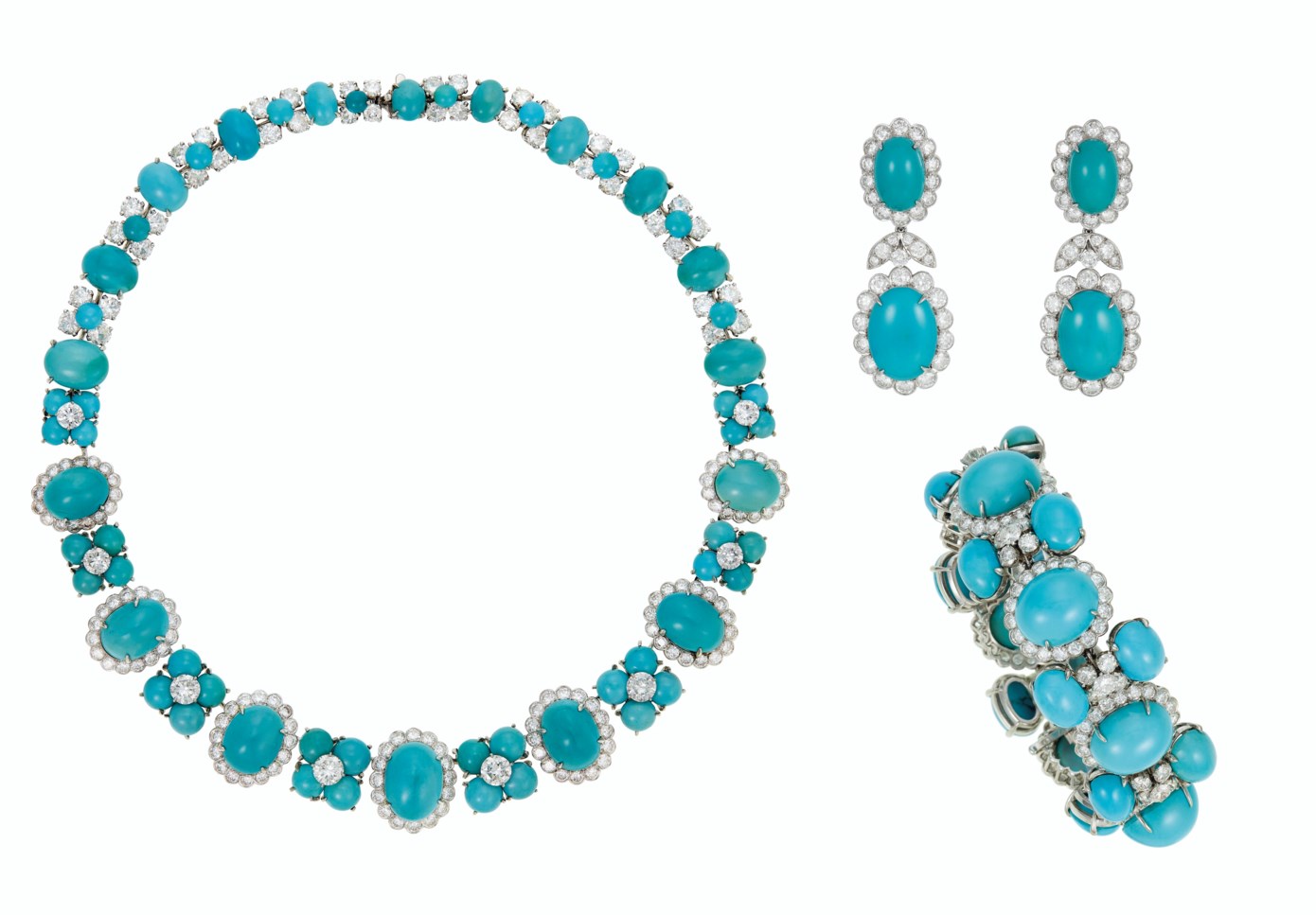 SUITE OF TURQUOISE AND DIAMOND JEWELRY, VAN CLEEF & ARPELS | Christie's