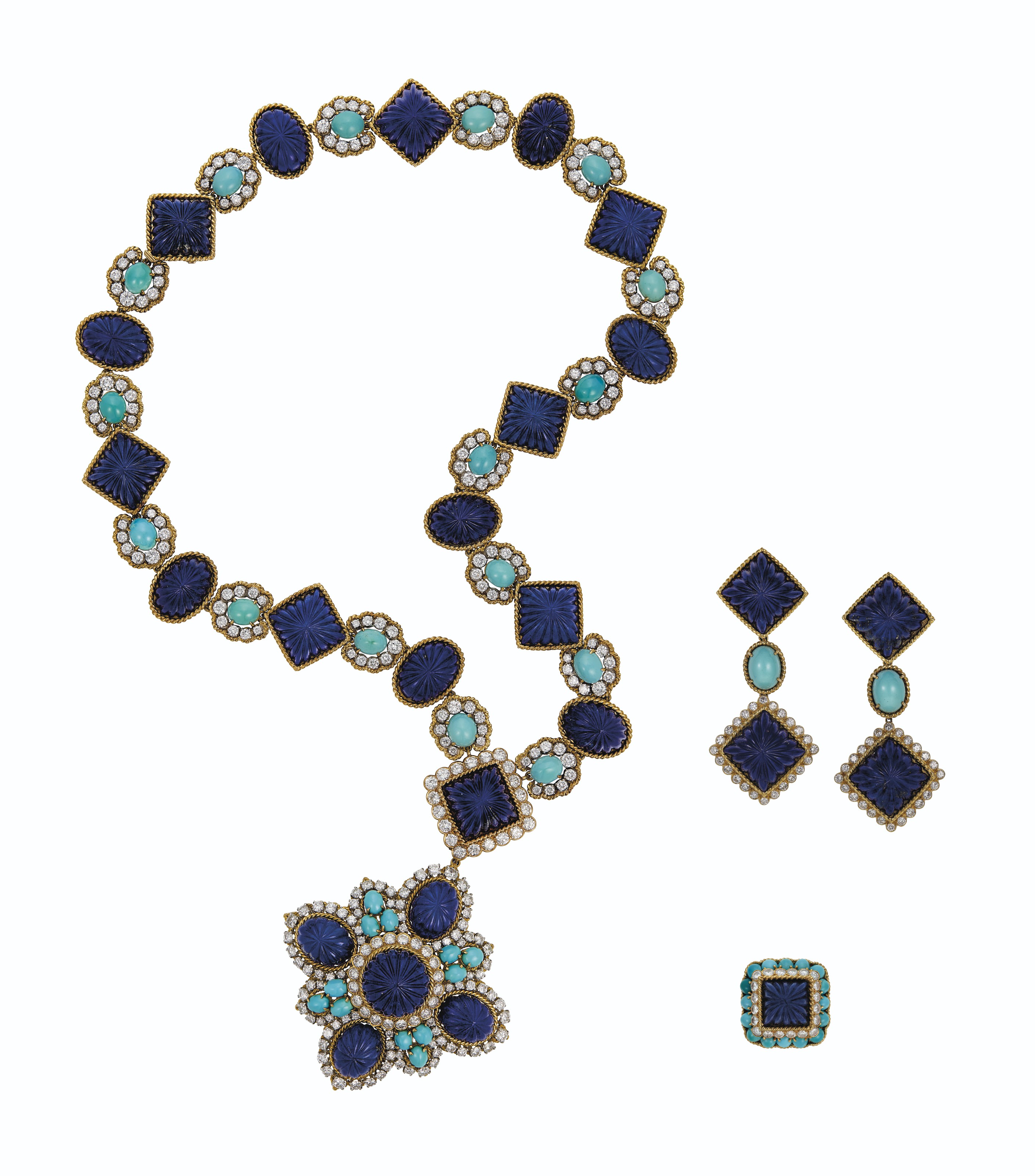 SUITE OF TURQUOISE AND DIAMOND JEWELRY, VAN CLEEF & ARPELS | Christie's