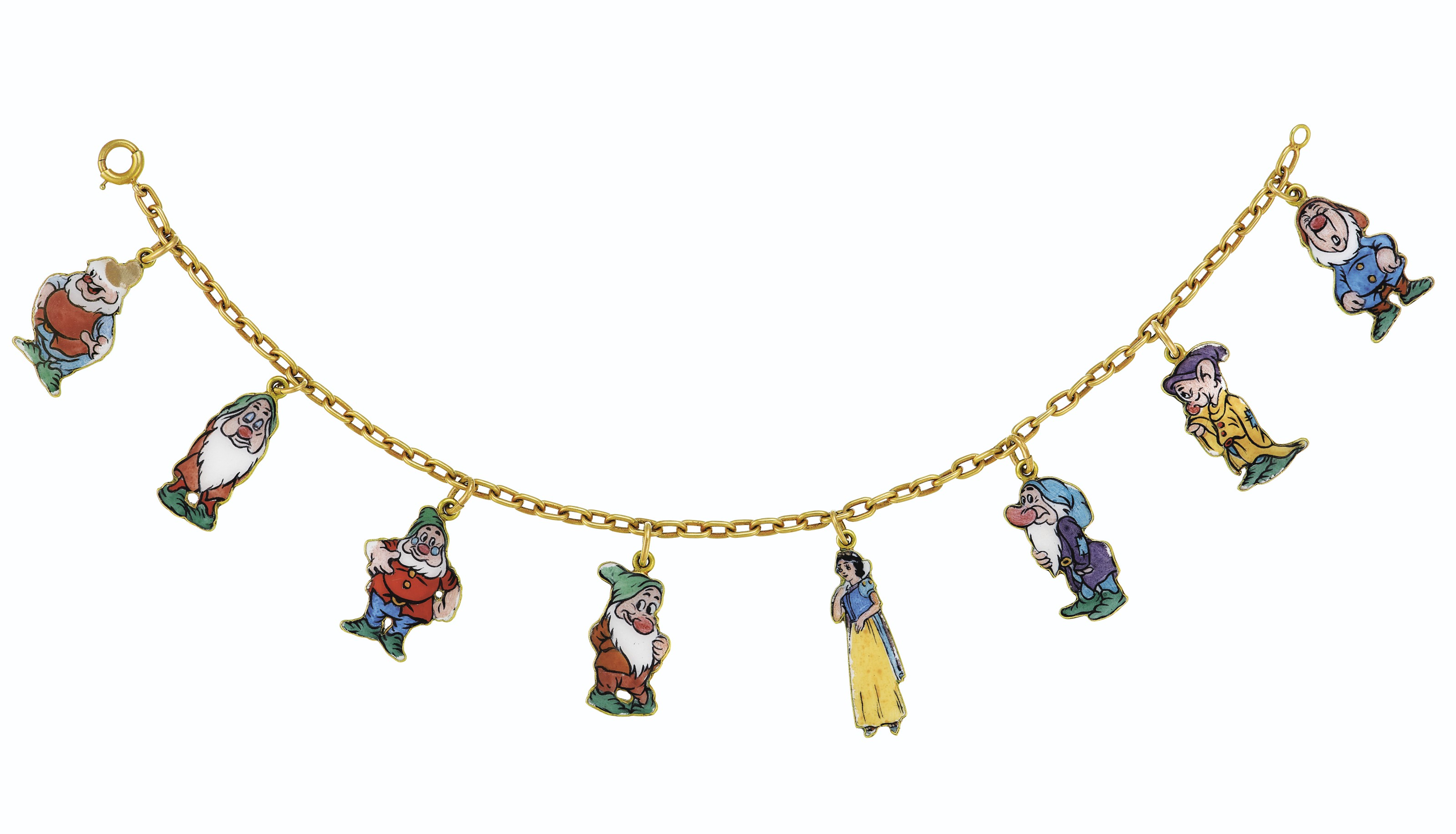 ENAMEL AND GOLD 'SNOW WHITE AND THE SEVEN DWARFS' CHARM BRACELET, CARTIER