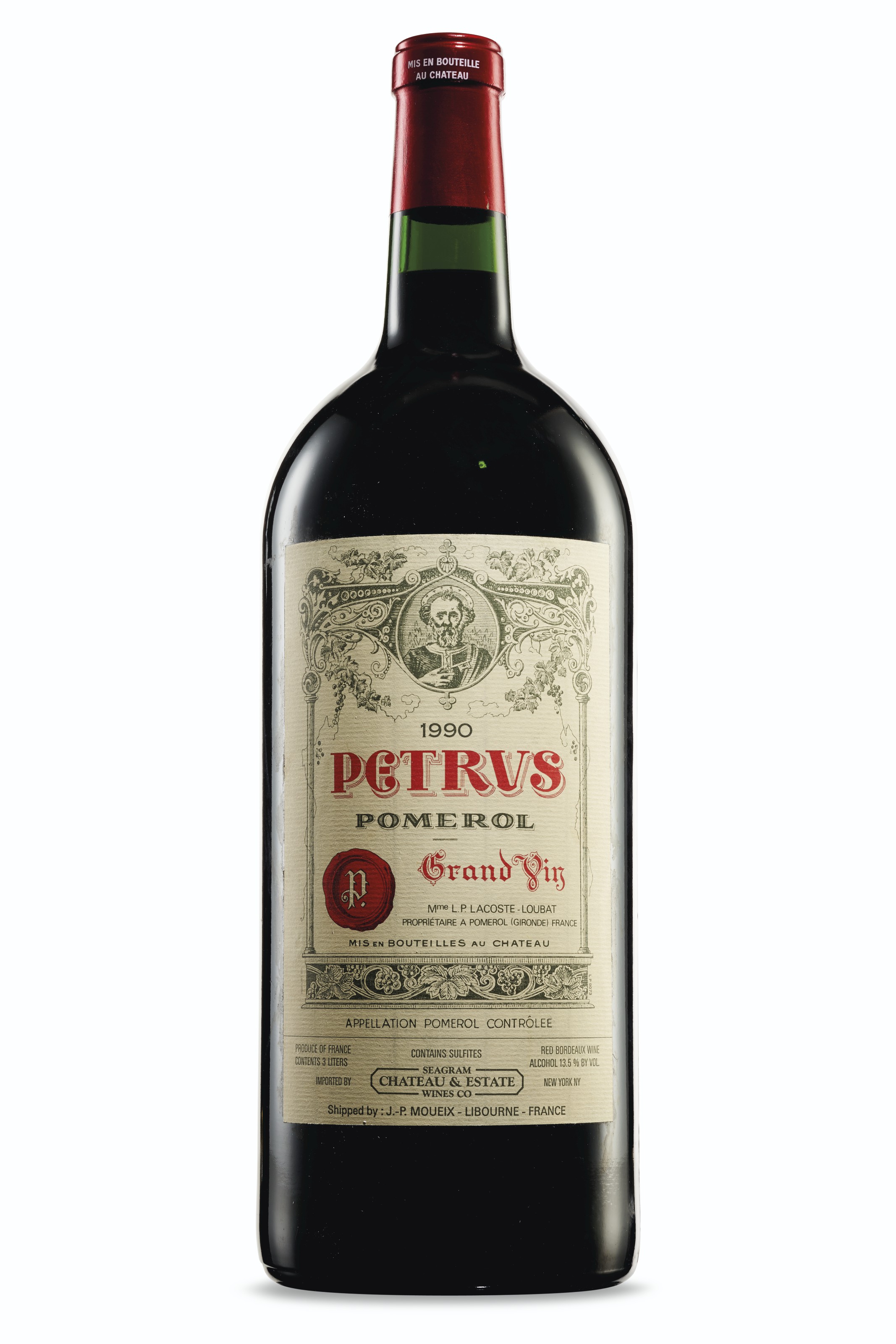 Petrus 1990, Pomerol, cru exceptionnelSlightly bin-soiled labelLevel ...