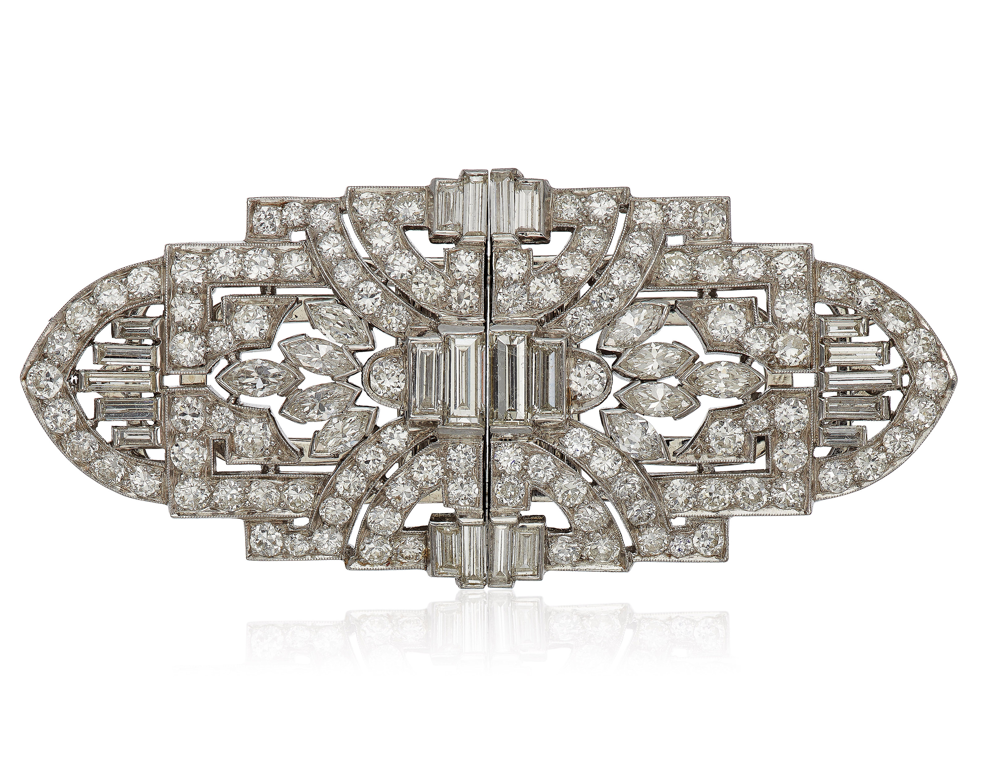 DIAMOND DOUBLE-CLIP BROOCH, | Christie’s