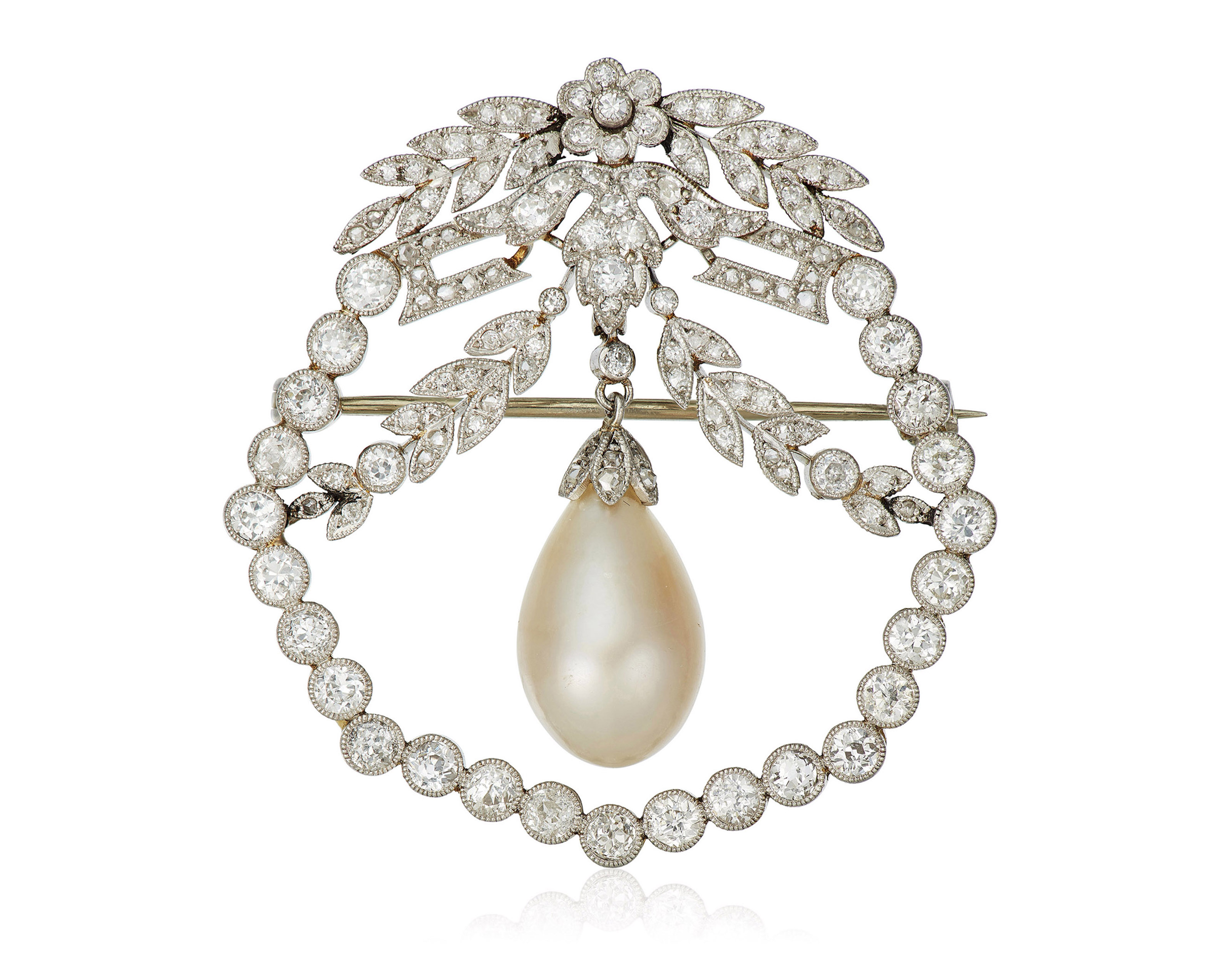 NATURAL PEARL AND DIAMOND BROOCH WITH GIA REPORT, | Christie’s