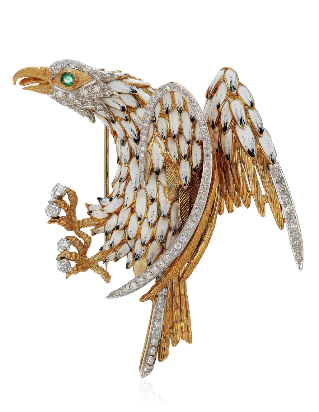ENAMEL, GOLD AND DIAMOND EAGLE BROOCH, | Christie’s