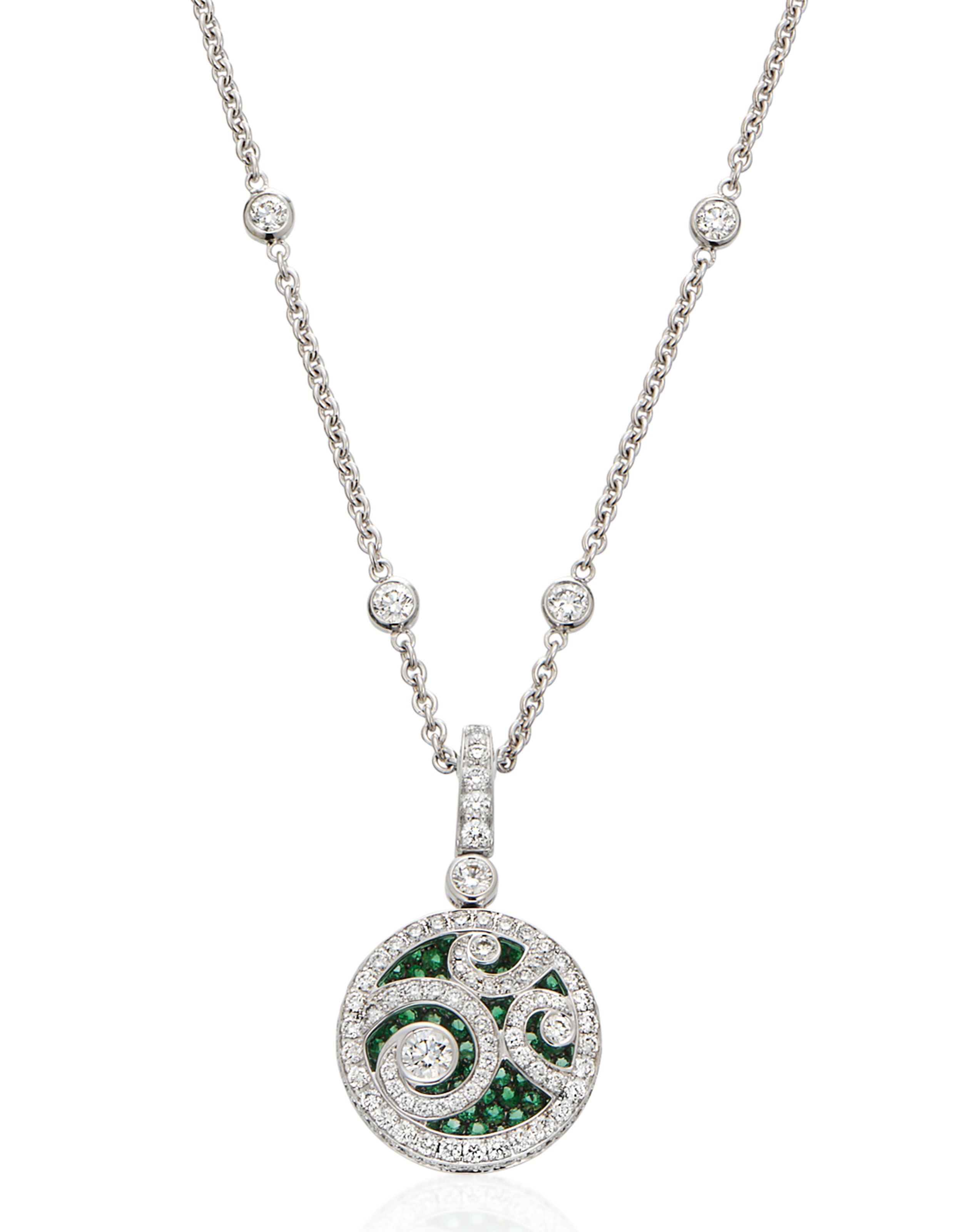 GRAFF DIAMOND AND EMERALD 'DIAMOND ON DIAMOND' PENDANT NECKLACE ...