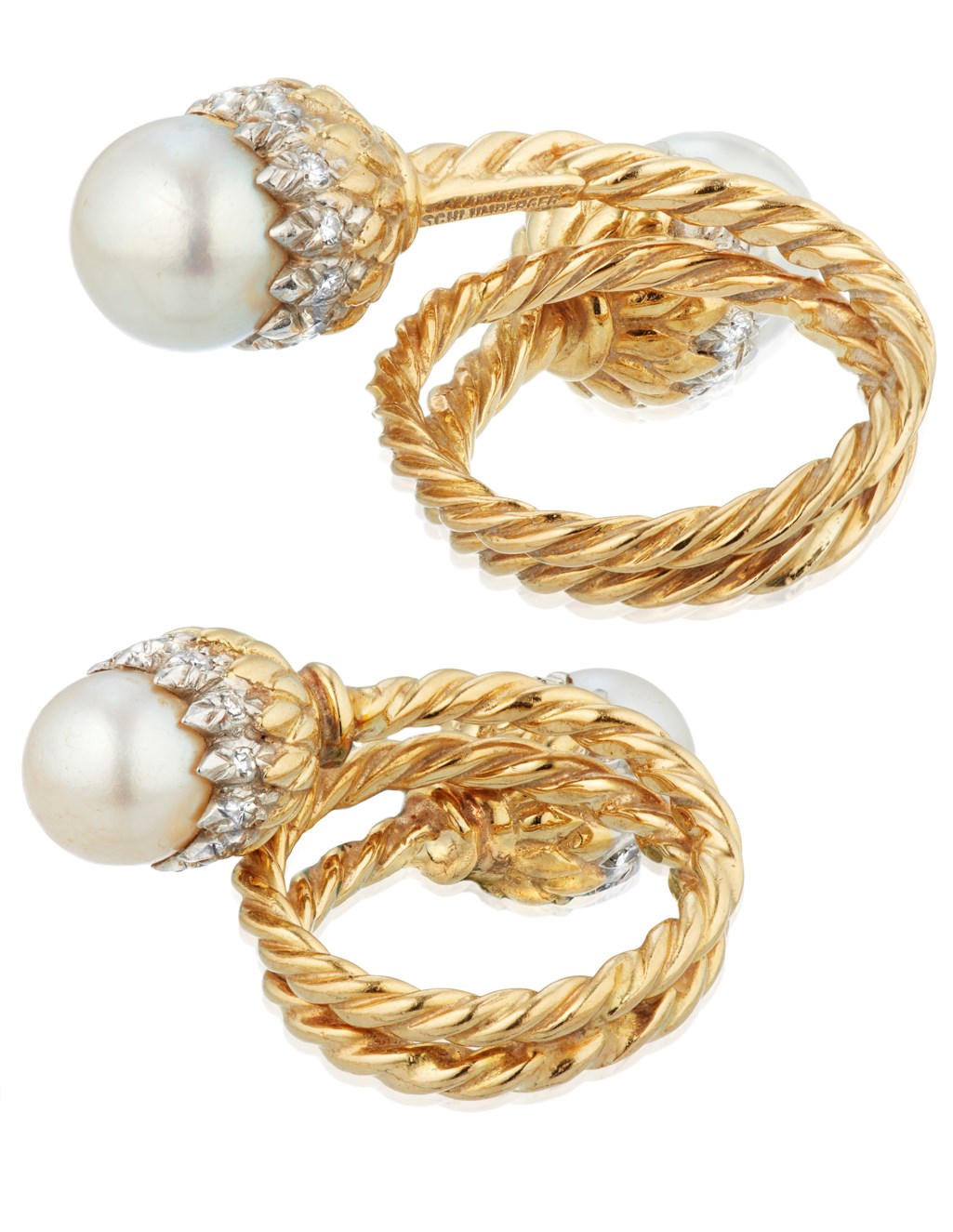 TIFFANY & CO. SCHLUMBERGER CULTURED PEARL AND DIAMOND 'ACORN' RING ...