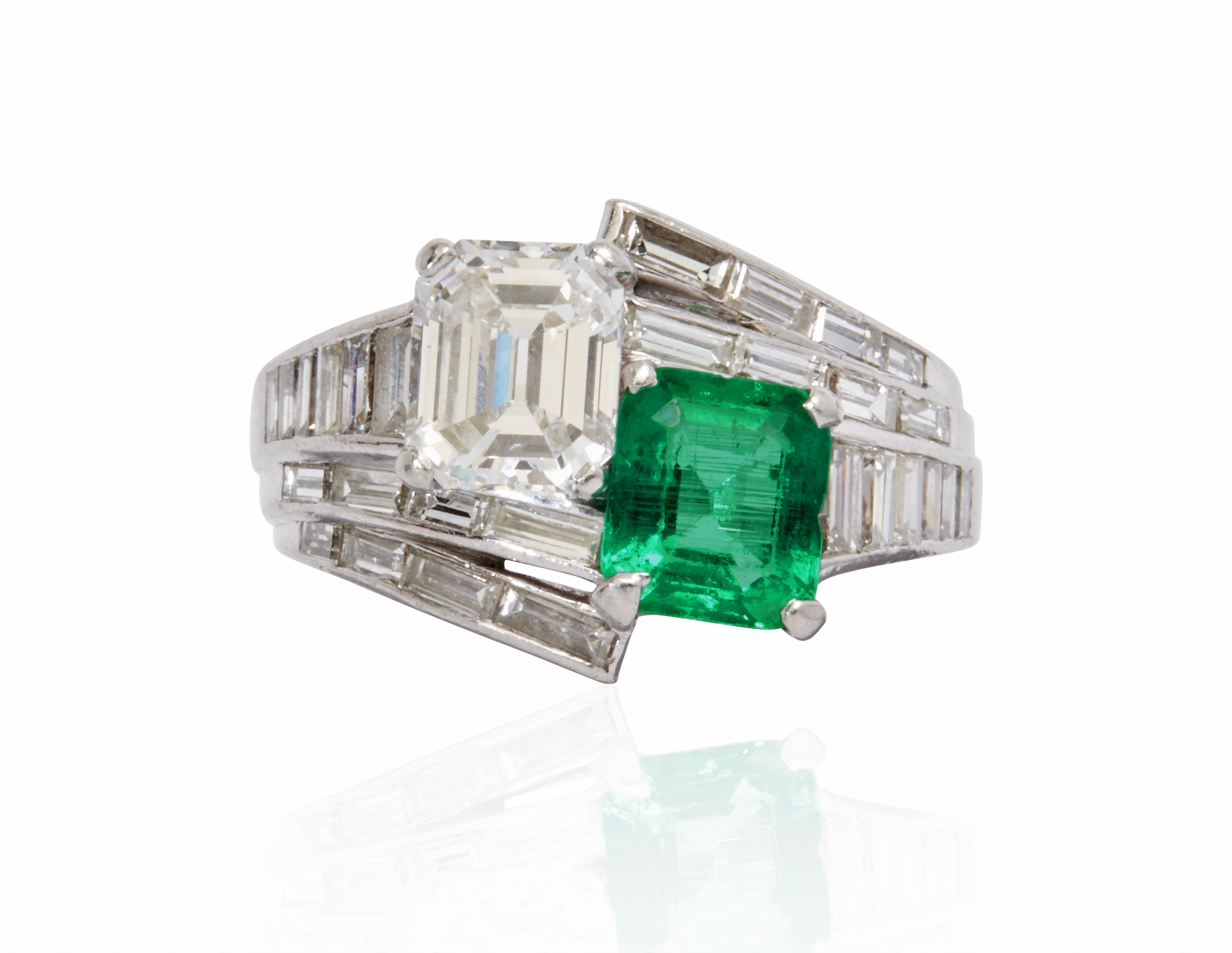 EMERALD AND DIAMOND TWIN STONE RING, | Christie’s