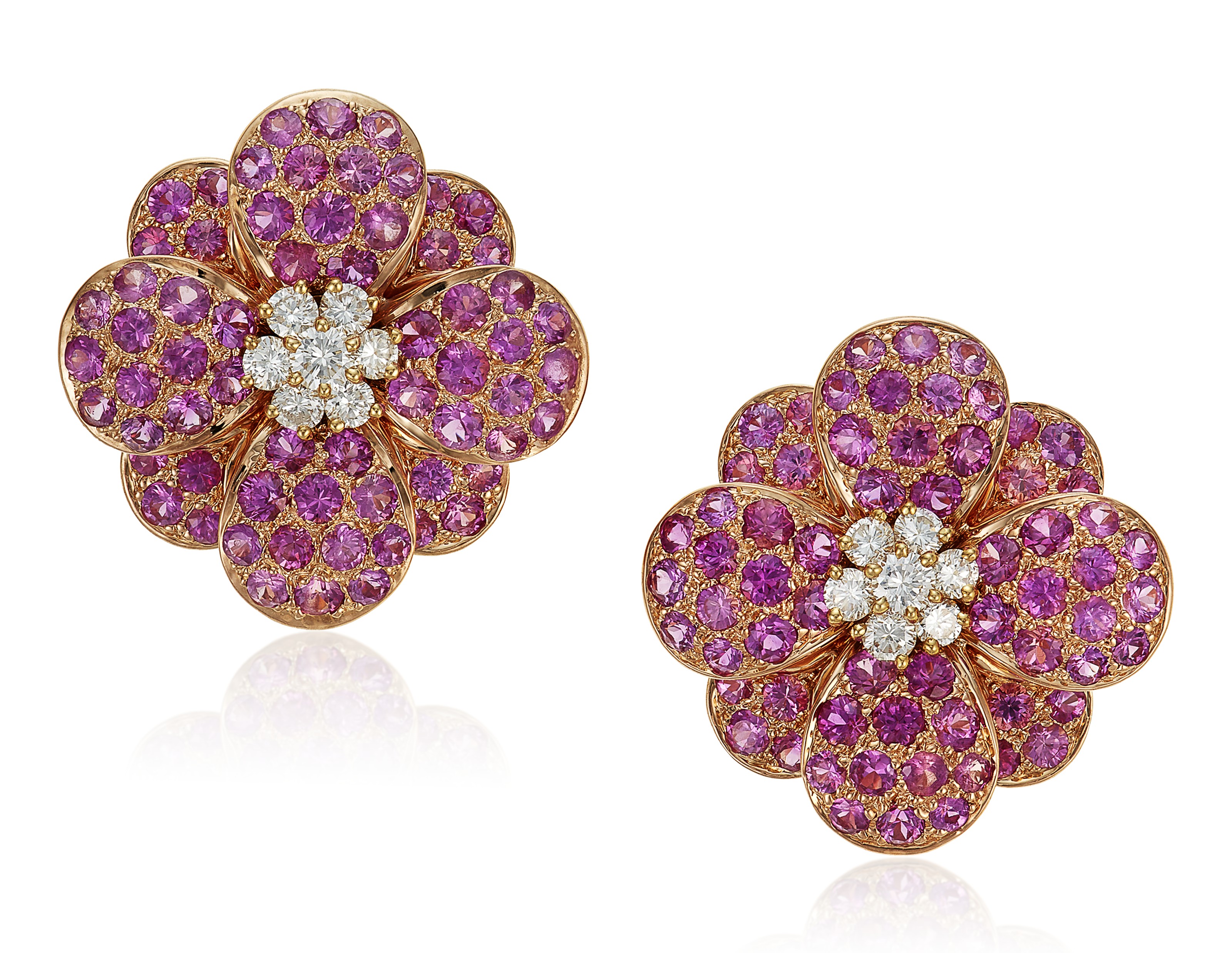 VAN CLEEF & ARPELS PINK SAPPHIRE AND DIAMOND EARRINGS, | Christie’s