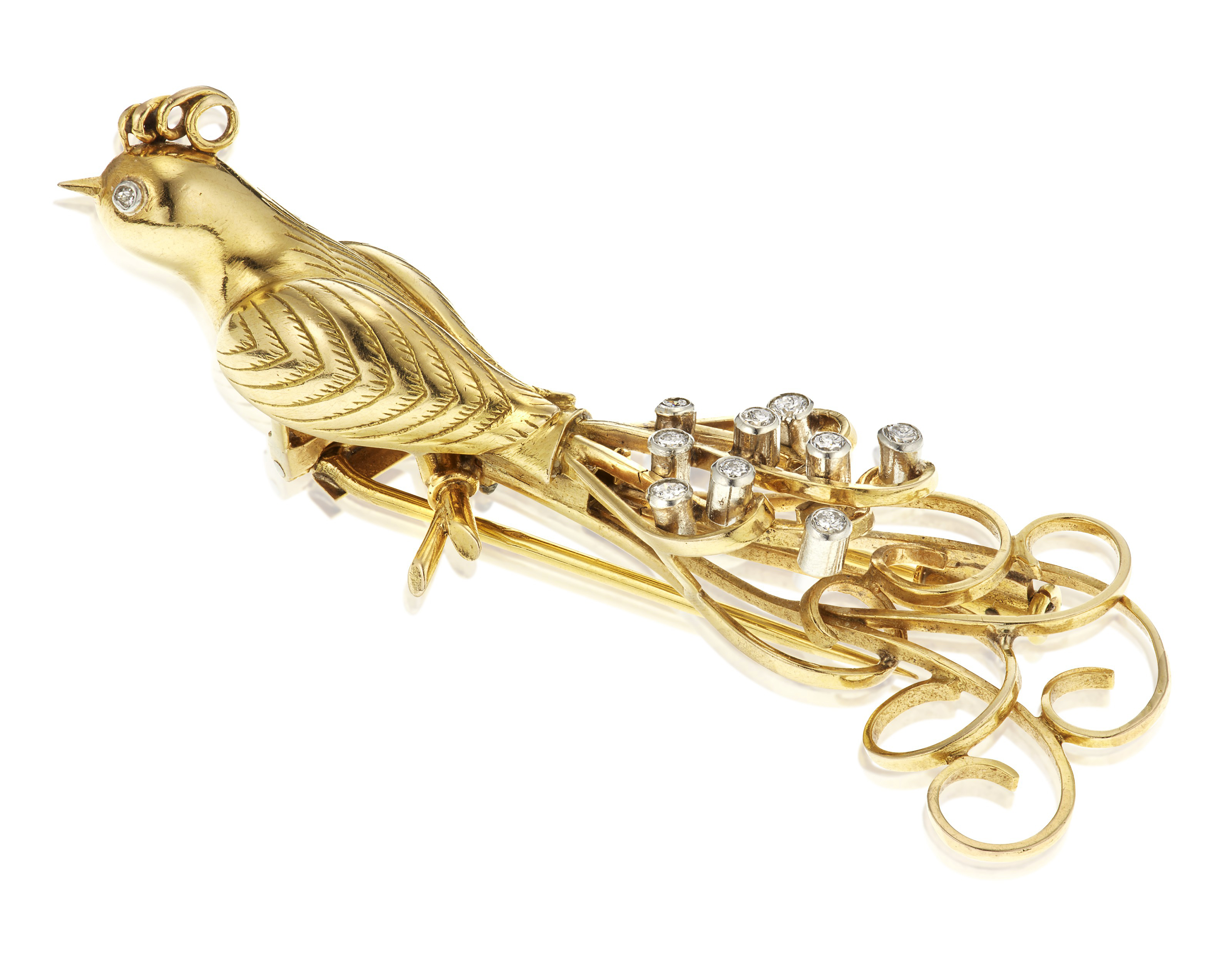 RETRO GOLD AND DIAMOND BIRD BROOCH, | Christie’s