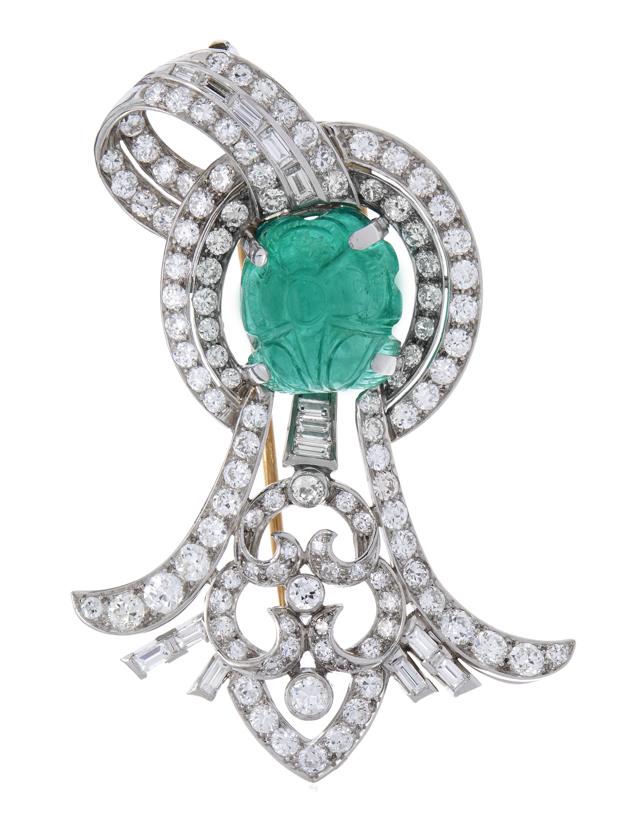 EMERALD AND DIAMOND BROOCH, | Christie’s