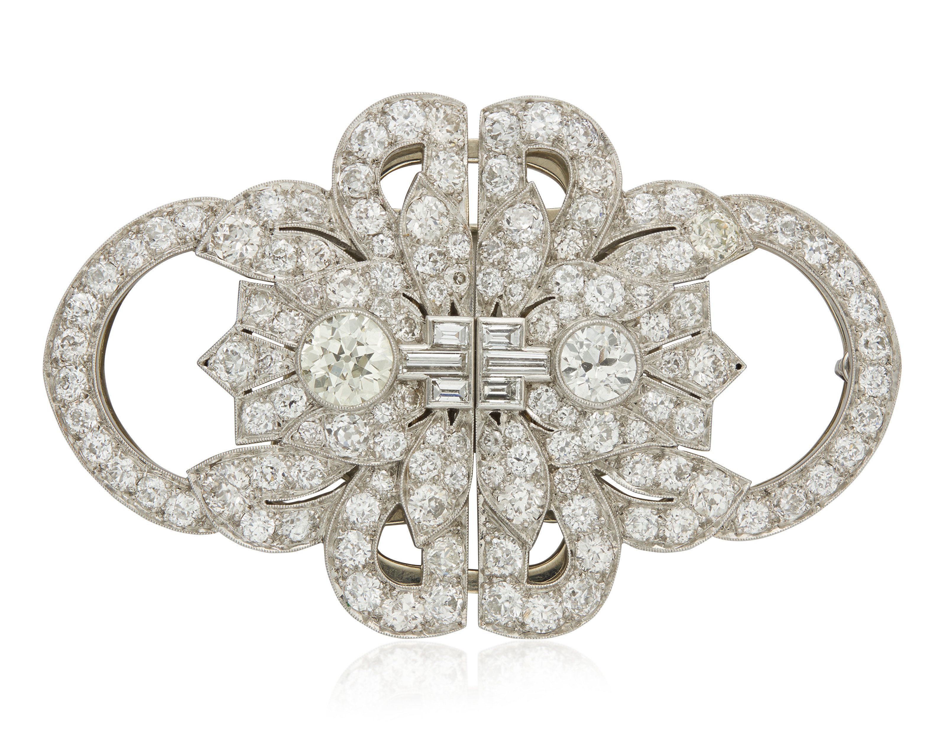 DIAMOND DOUBLE CLIP BROOCH, | Christie’s