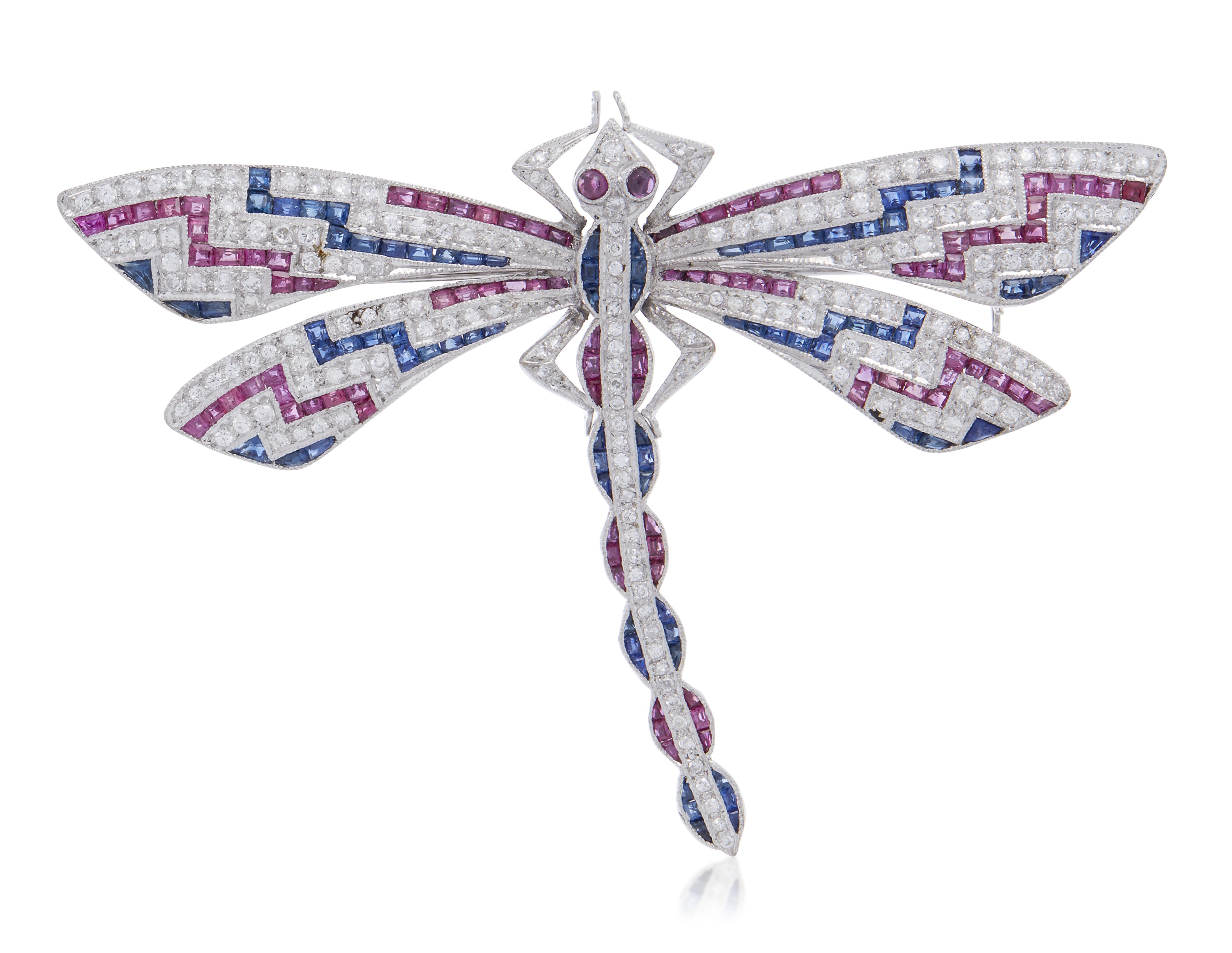 DIAMOND, RUBY AND SAPPHIRE DRAGONFLY BROOCH, | Christie’s