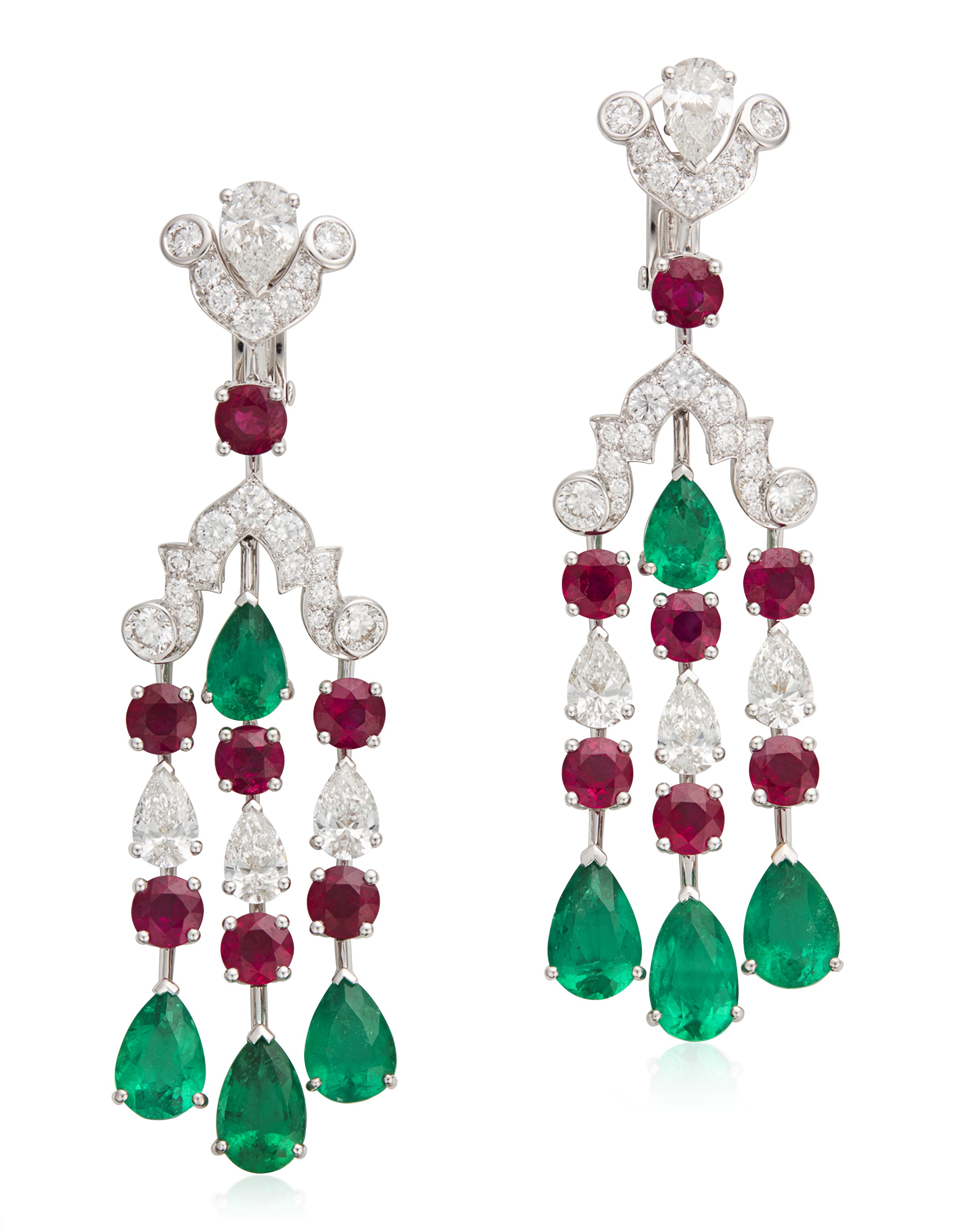 GRAFF DIAMOND, EMERALD AND RUBY EARRINGS, | Christie’s