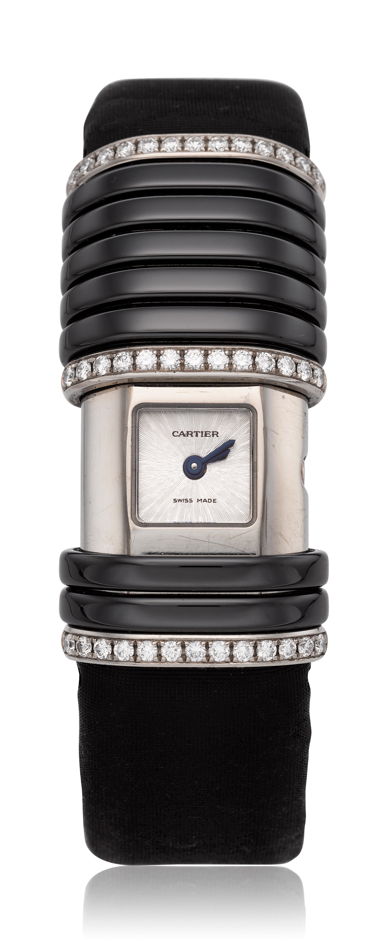 CARTIER, DECLARATION, 18K WHITE GOLD, TITANIUM & DIAMONDS LADIES ...