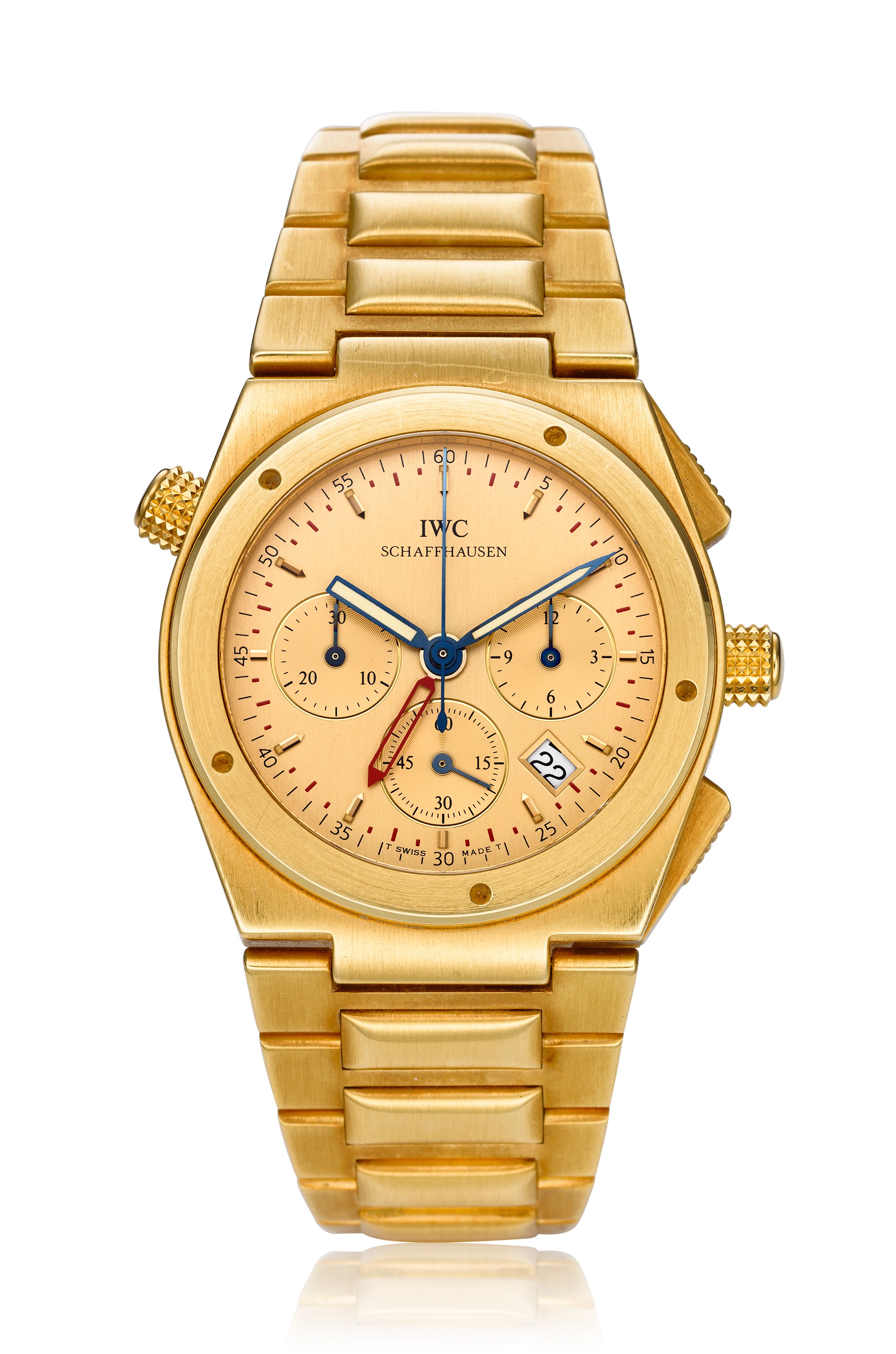 IWC, INGENIEUR, 18K GOLD QUARTZ CHRONOGRAPH, ALARM, REF. IW9515 ...