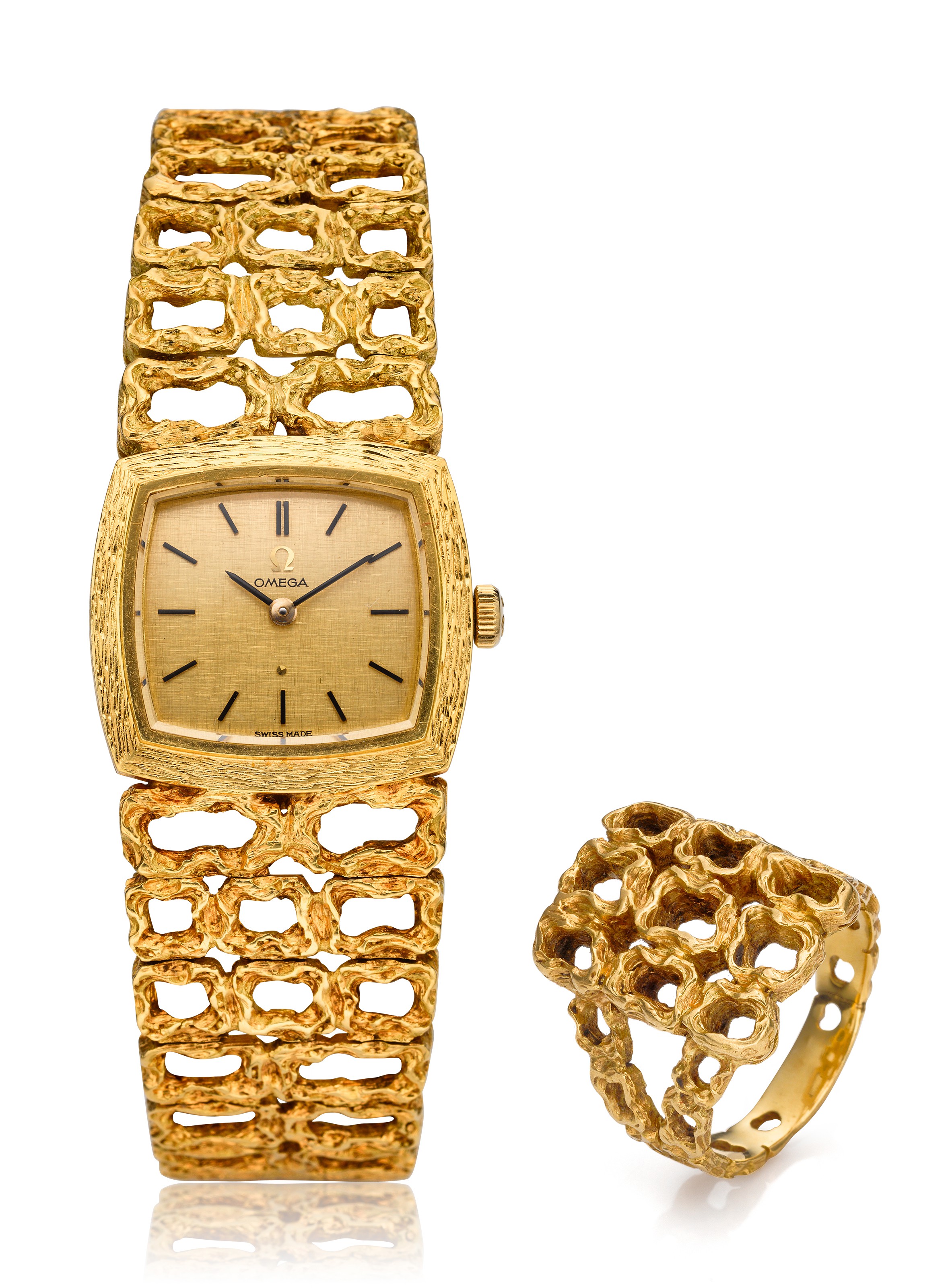 OMEGA, DESIGNED BY GILBERT ALBERT, 18K GOLD, LADIES’ WATCH & RING SET ...