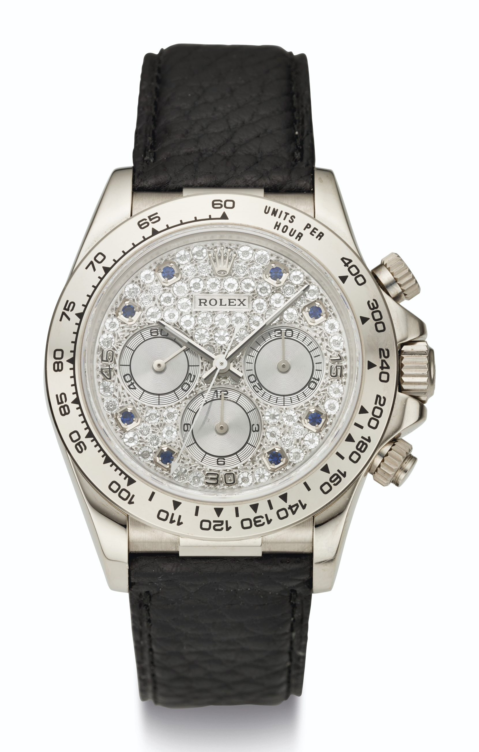 ROLEX, 18K WHITE GOLD, DIAMOND & SAPPHIRE CHRONOGRAPH, REF. 16519, Case ...