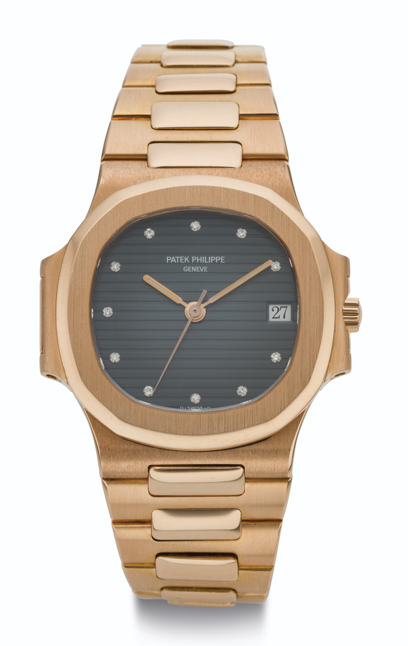 PATEK PHILIPPE, NAUTILUS, 18K PINK GOLD AND DIAMOND-SET WRISTWATCH WITH ...