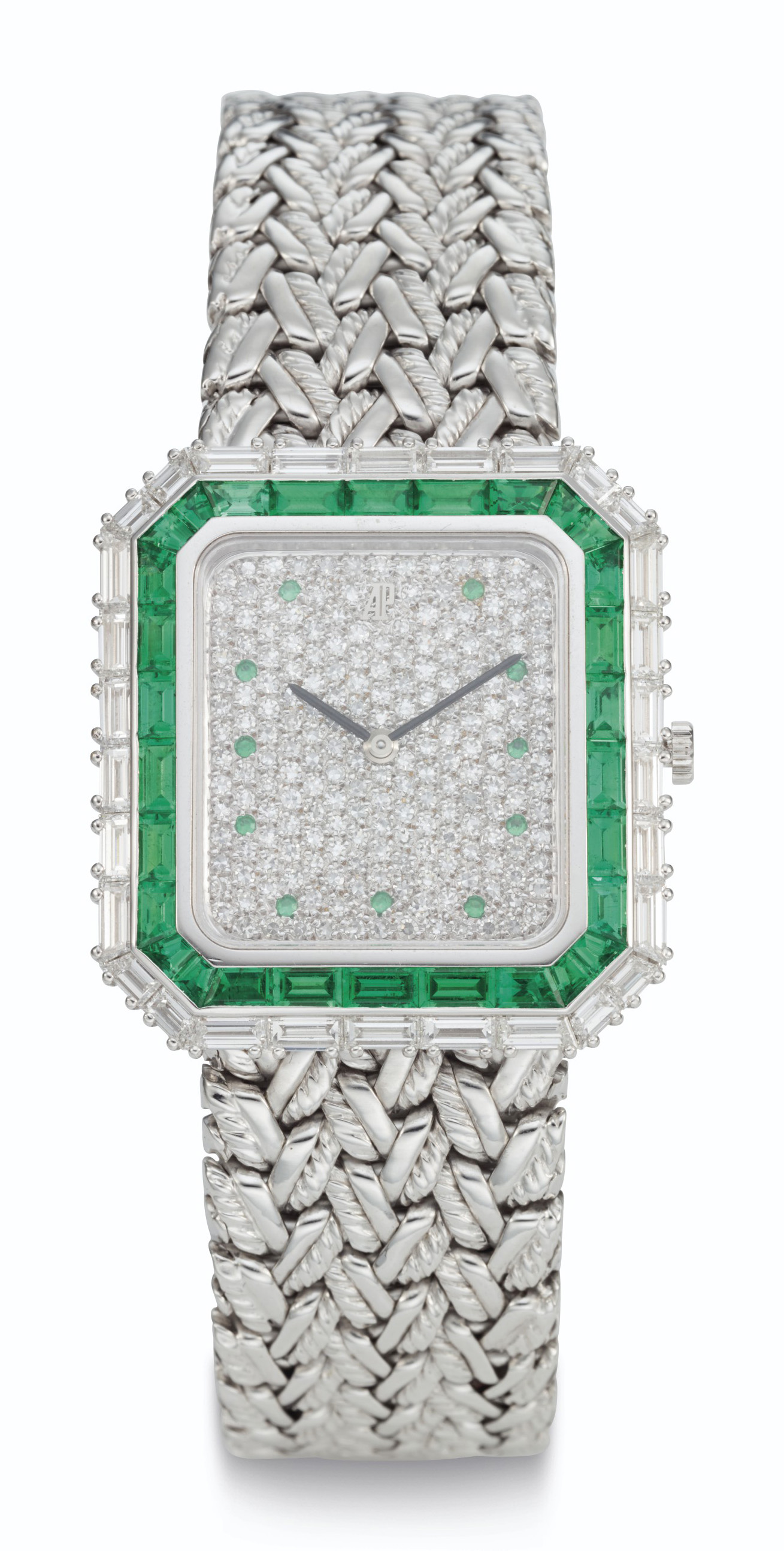 AUDEMARS PIGUET, 18K WHITE GOLD AND EMERALD-SET BRACELET WATCH ...